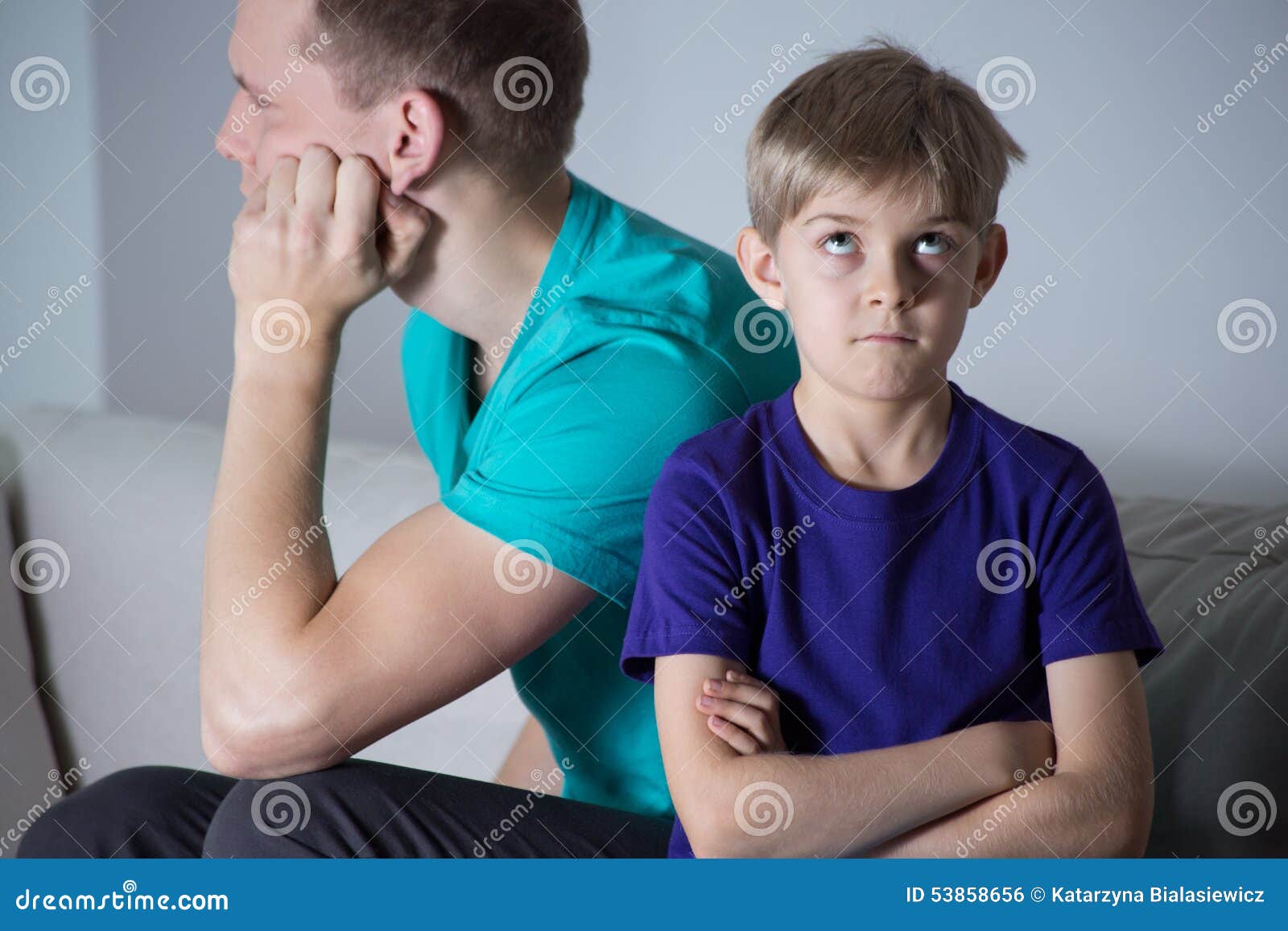 Immature Father and Bored Child Stock Photo - Image of sorrow, worry ...