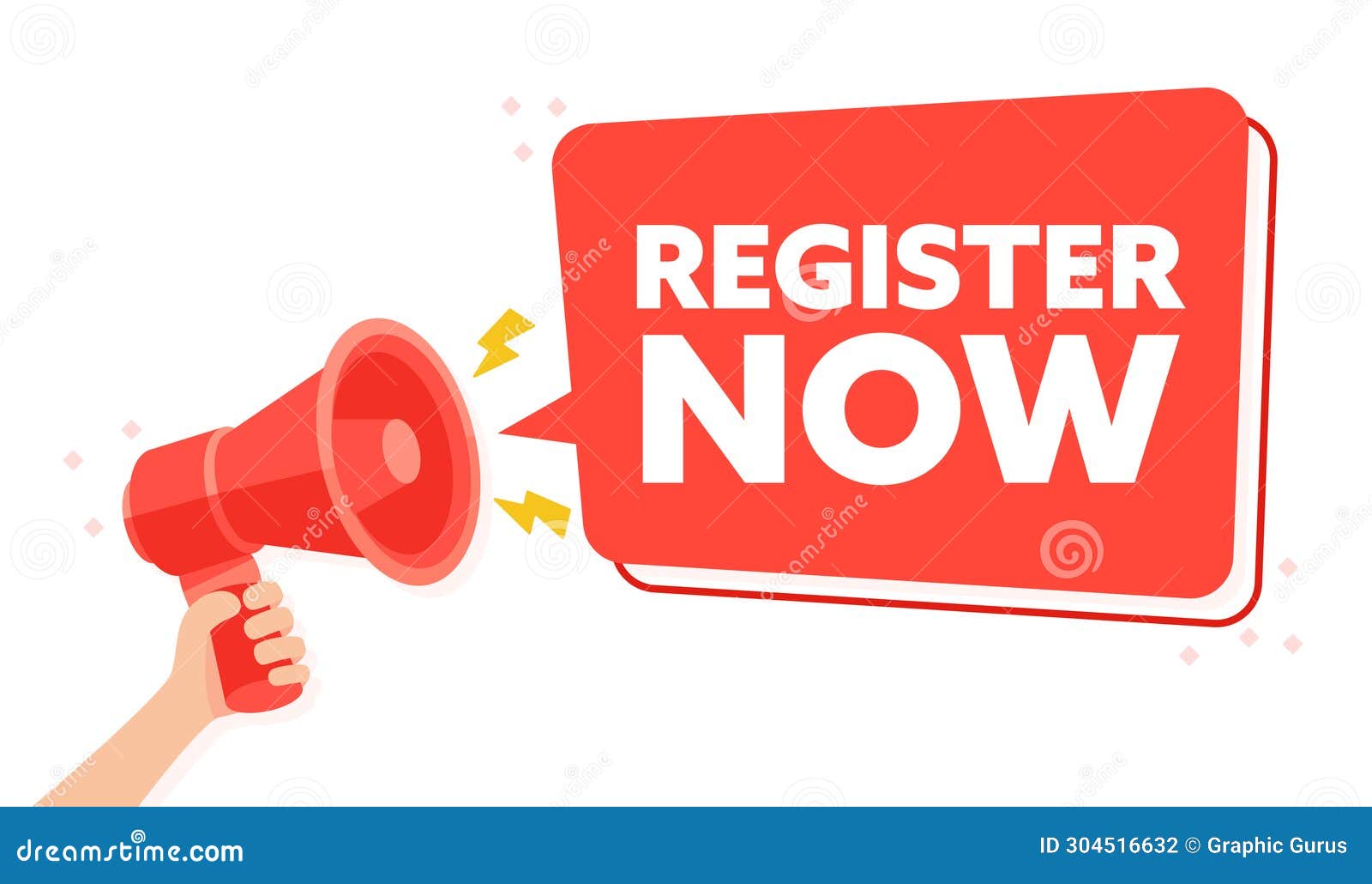 Immediate Action Required Red Megaphone Announcing Register Now Call To ...