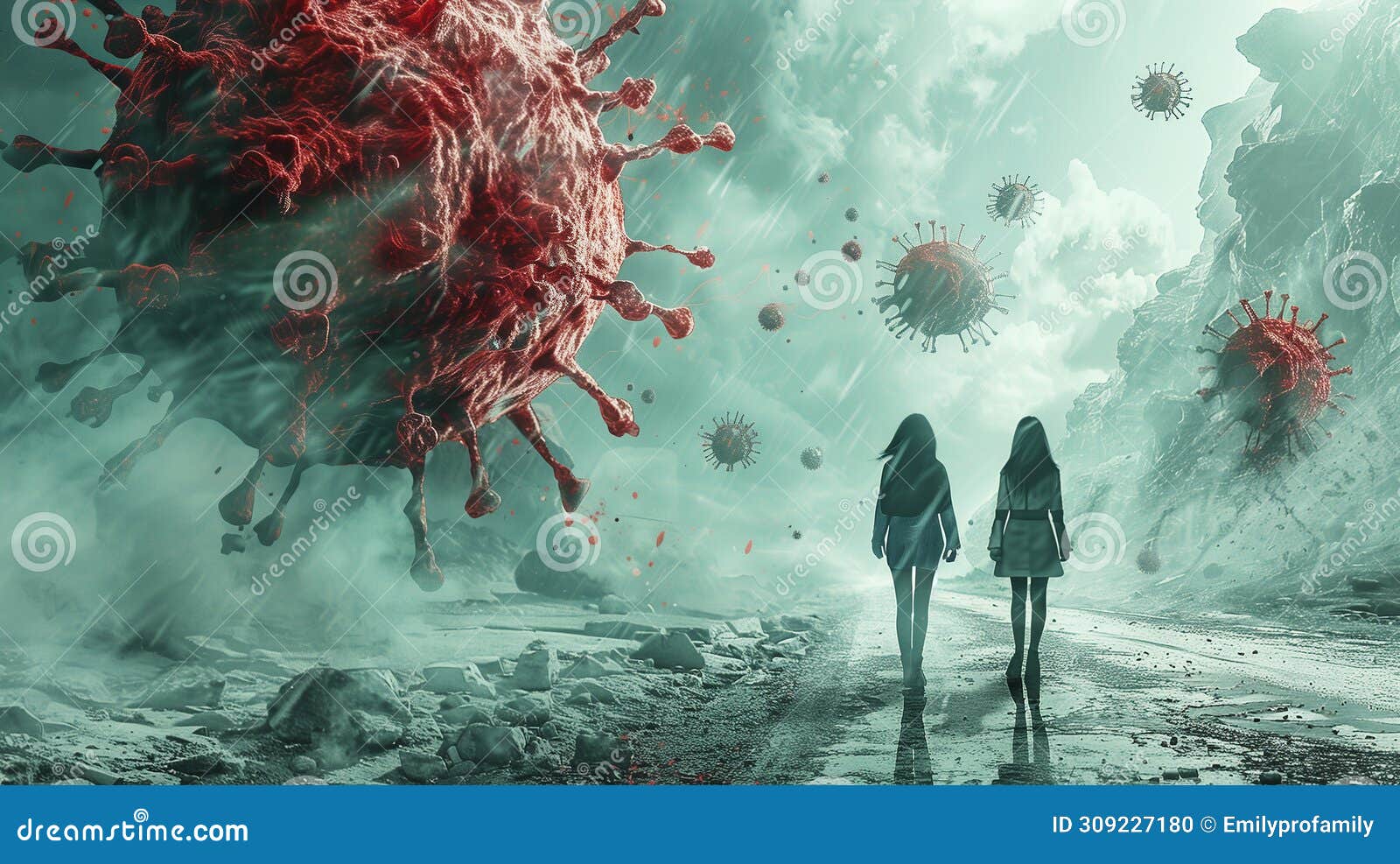 Immense Viral Structures Float in Tainted Atmosphere, Portraying Menace ...