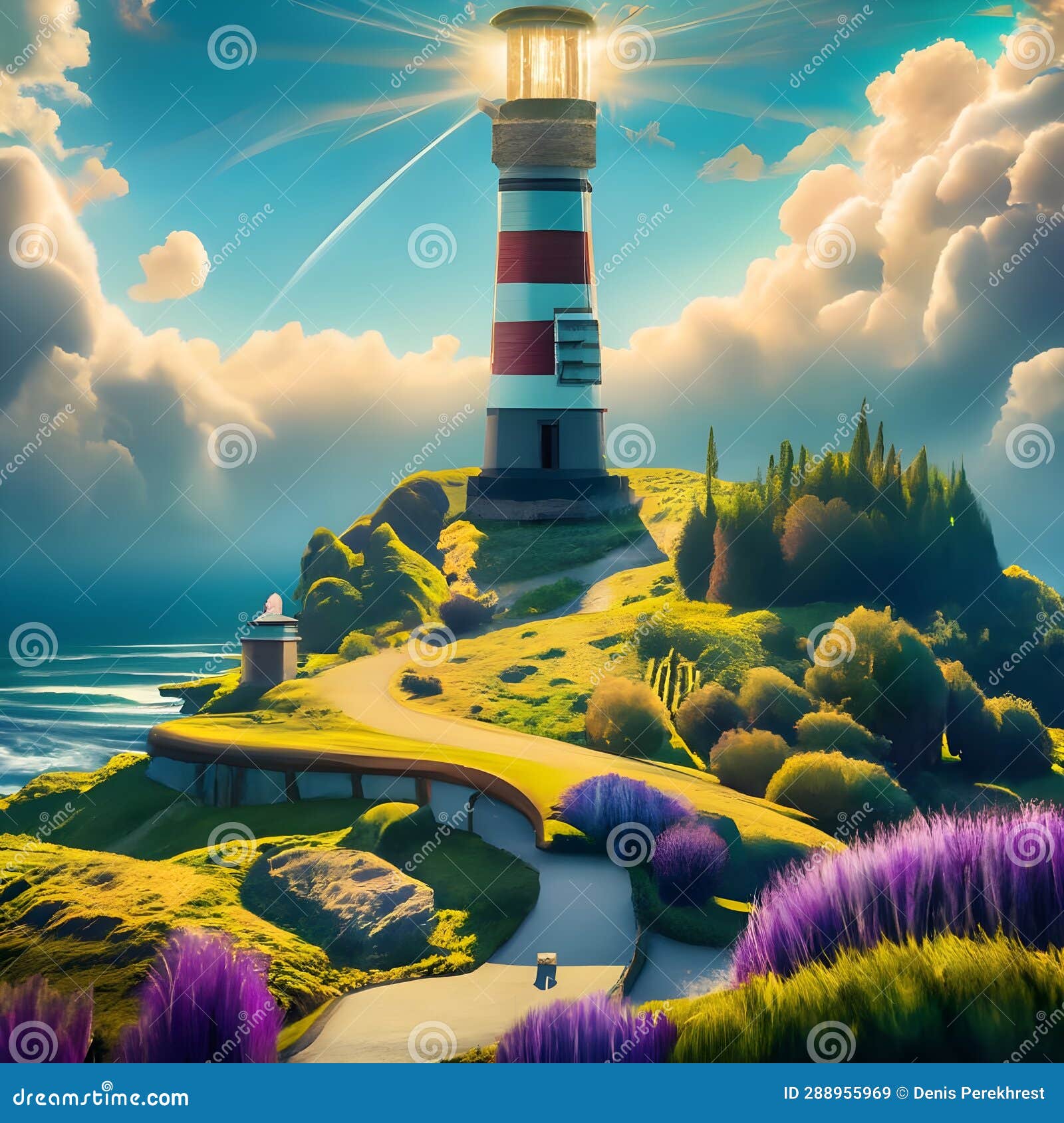 3D Rendered Futuristic Lighthouse Stock Illustration - Illustration of ...