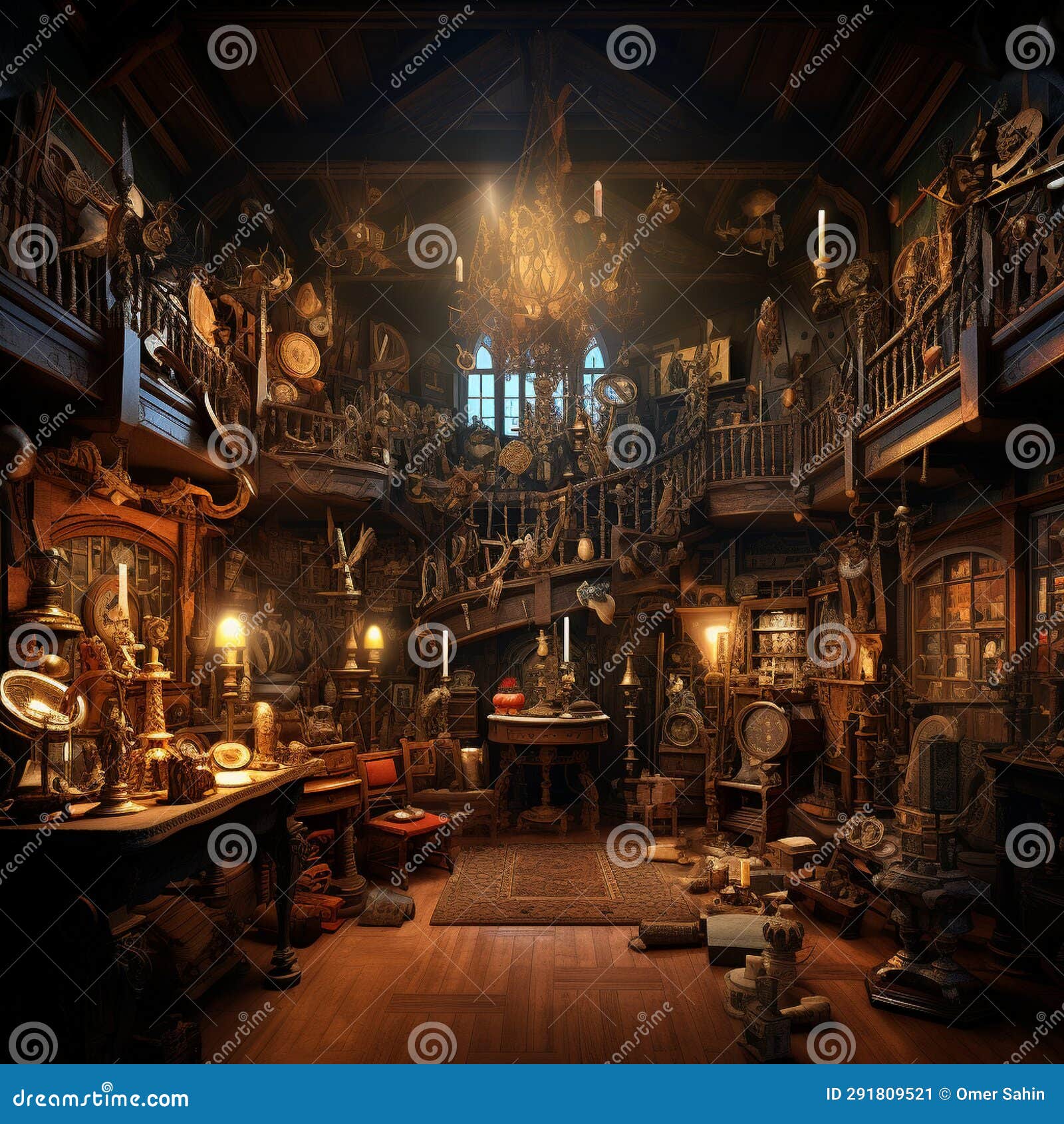 Cluttered Room Filled with Antique Objects Stock Image - Image of ...