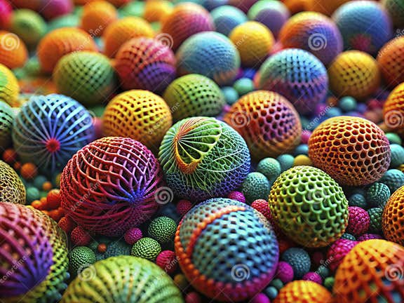 A Surreal TiltShift Miniature Vibrant 3D Organic Mesh Pattern with ...