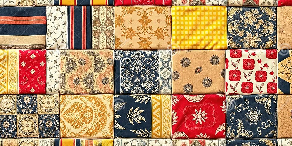 Bold Patchwork Patterns a Vibrant Exploration of Contrasting Textures and Colors in a Detailed ...