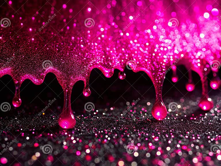 Stunning Pink Glitter Drip Background with Black Abstract Texture a ...