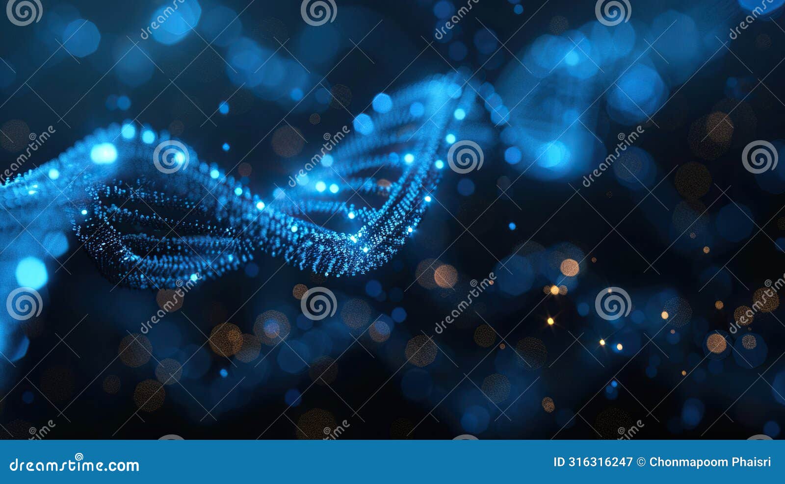 3D Rendering of a Glowing Blue Double Helix Stock Illustration ...