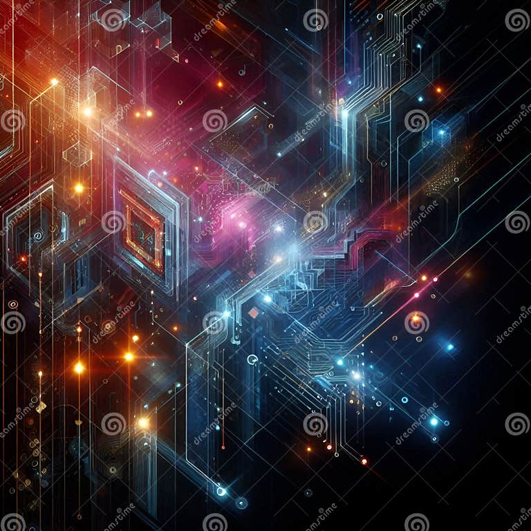 Tech Fusion: Technology-Themed Background Design, Generative AI. Stock ...