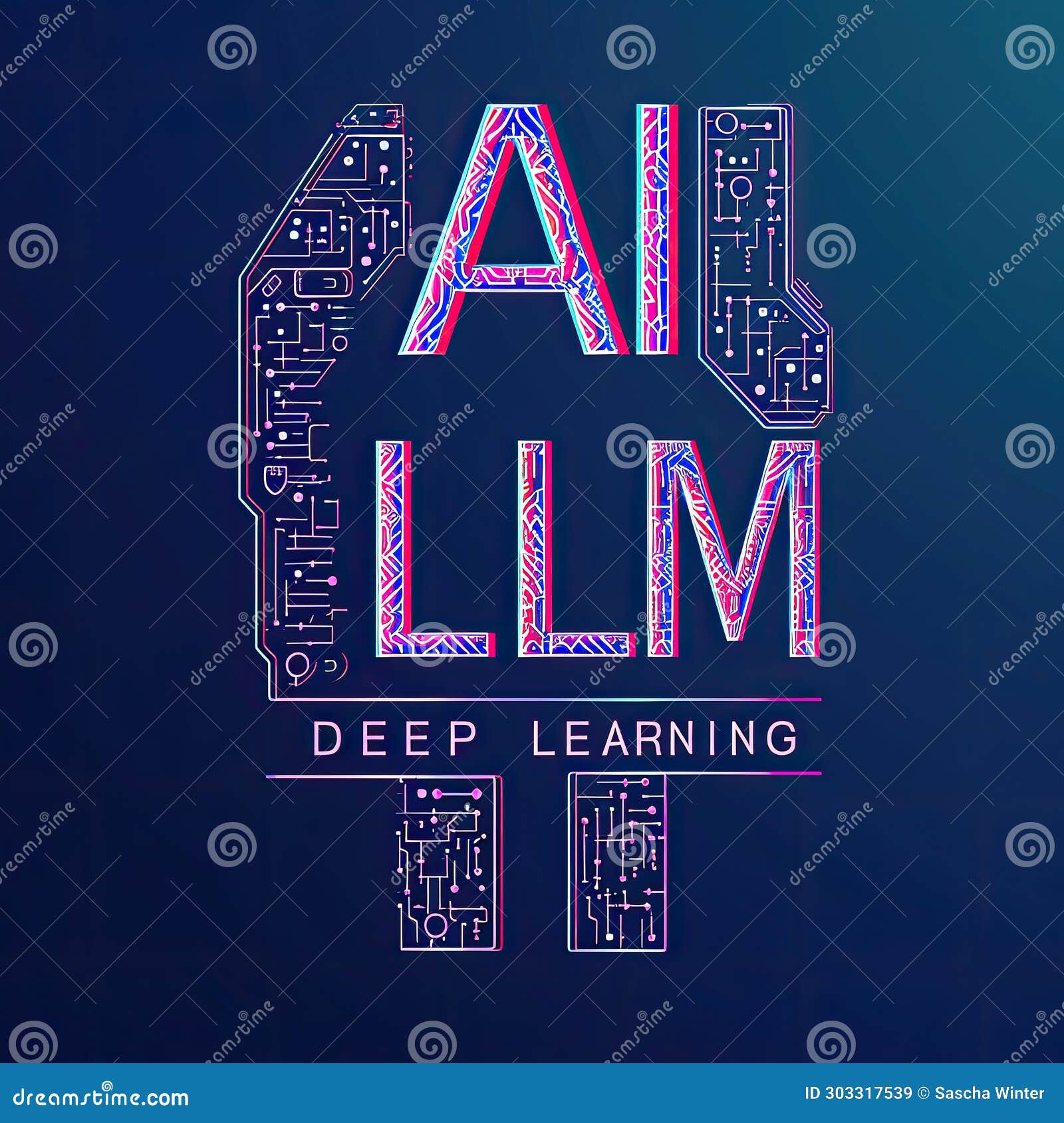 Algorithmic Symphony: AI, LLM, and Deep Learning in Concert Stock Illustration - Illustration of ...