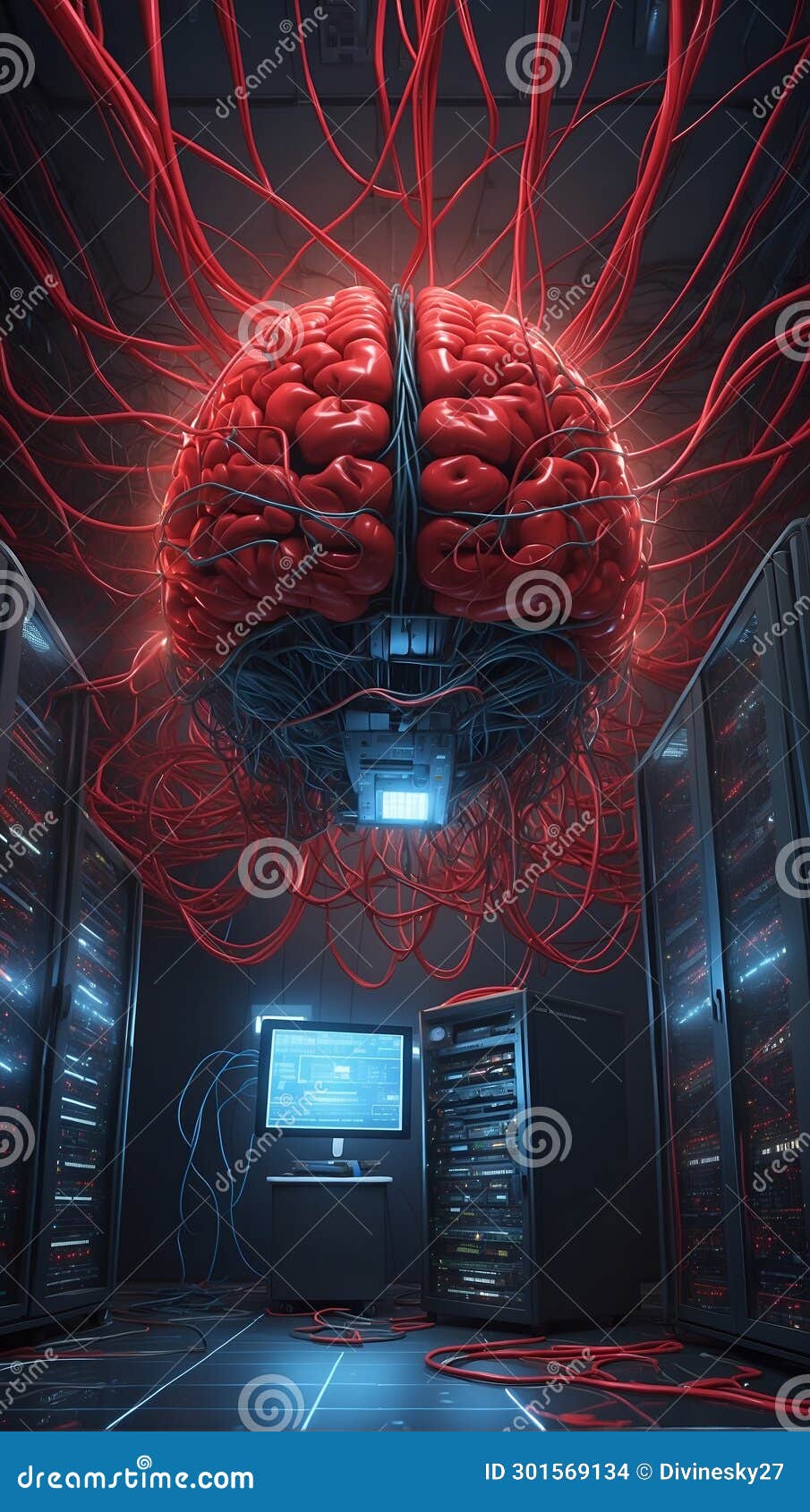 Electrifying Intelligence: a Visual Ode To AI Connectivity. AI Generate ...