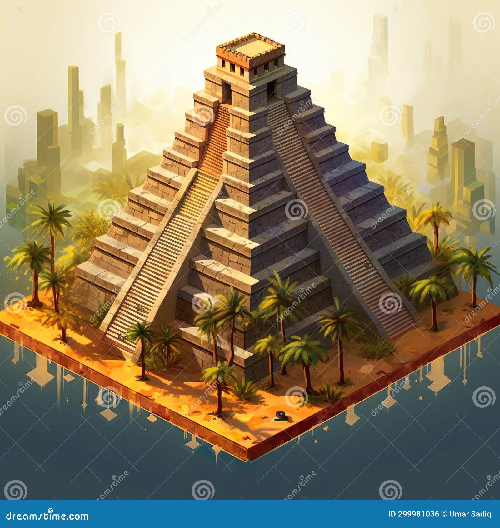 The Pyramids Of Chichen Itza Mexico Fascinating 3D Isometric View Of ...