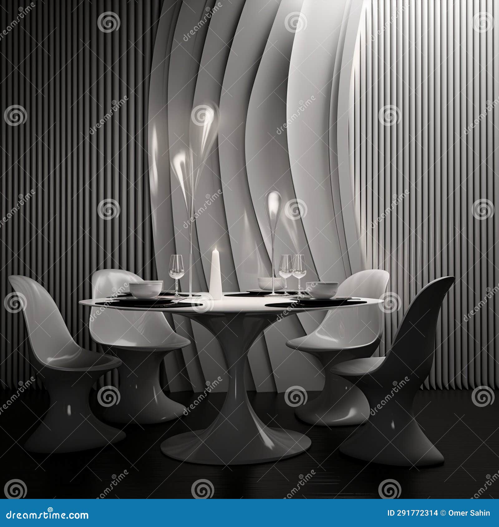 Futuristic and Minimalistic Dining Set Stock Photo - Image of clean ...