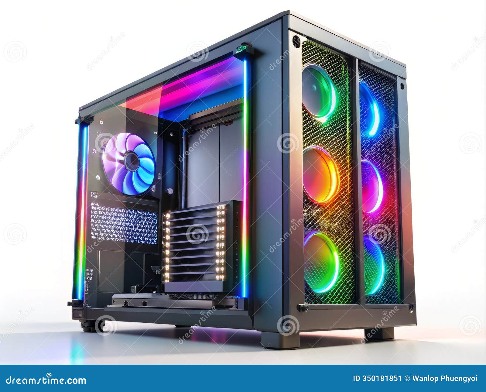 Futuristic PC Case Sleek Design with Tempered Glass RGB Lighting and ...