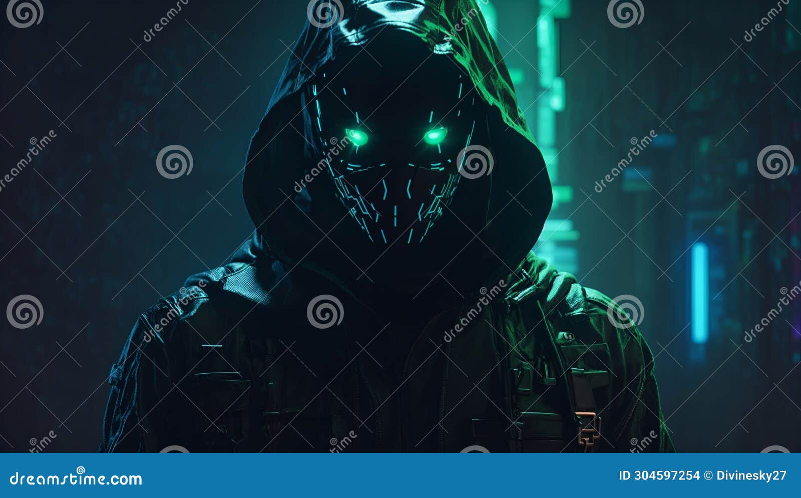 Digital Rhapsody: Harmonies of the Neon Cipher. Generative AI Stock ...