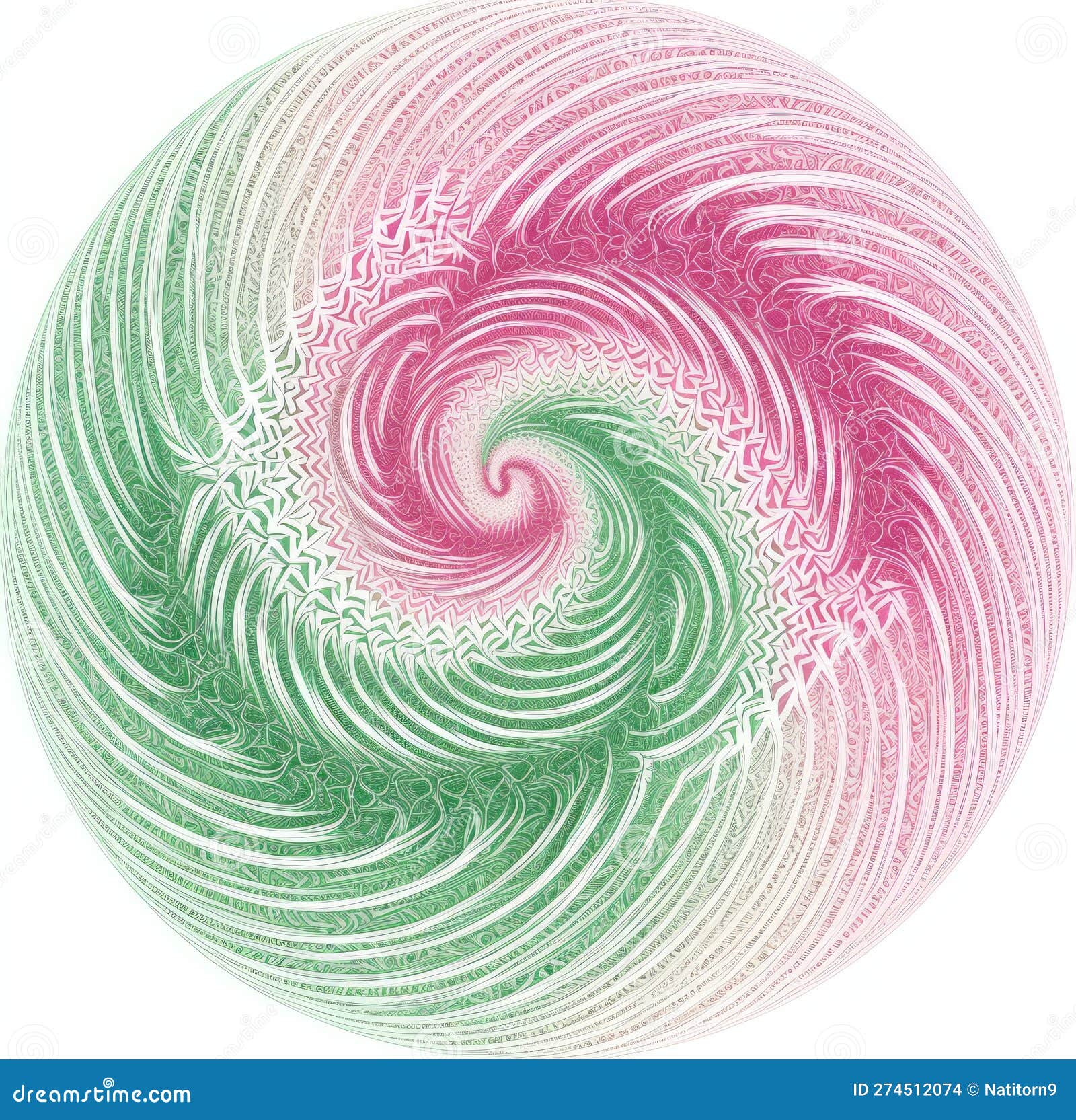Enchanting Green and Pink Spiral Whorls on White Canvas (AI Generated ...
