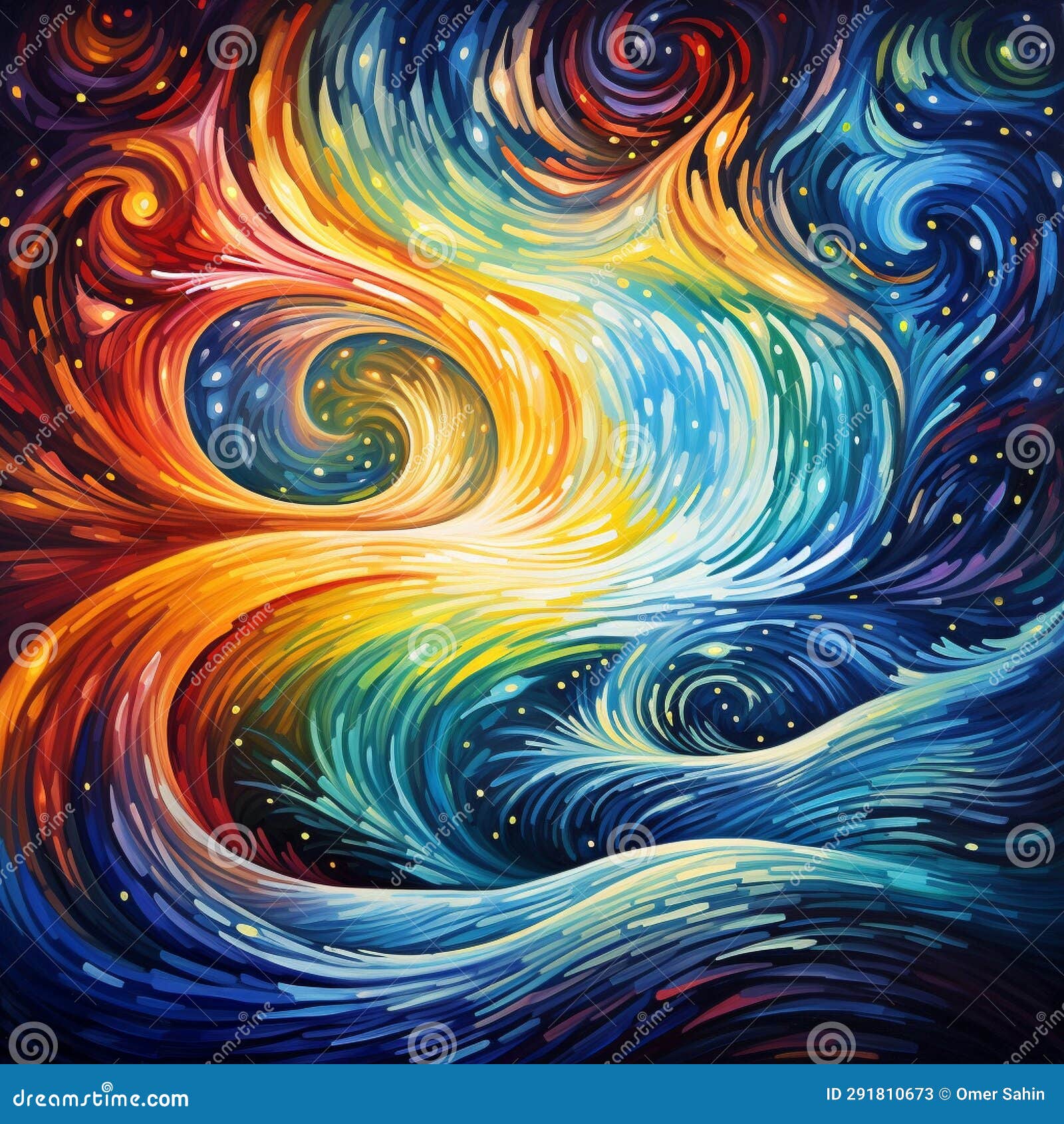 Celestial Ripples: Radiant Waves of Color Cascading through Space Stock ...