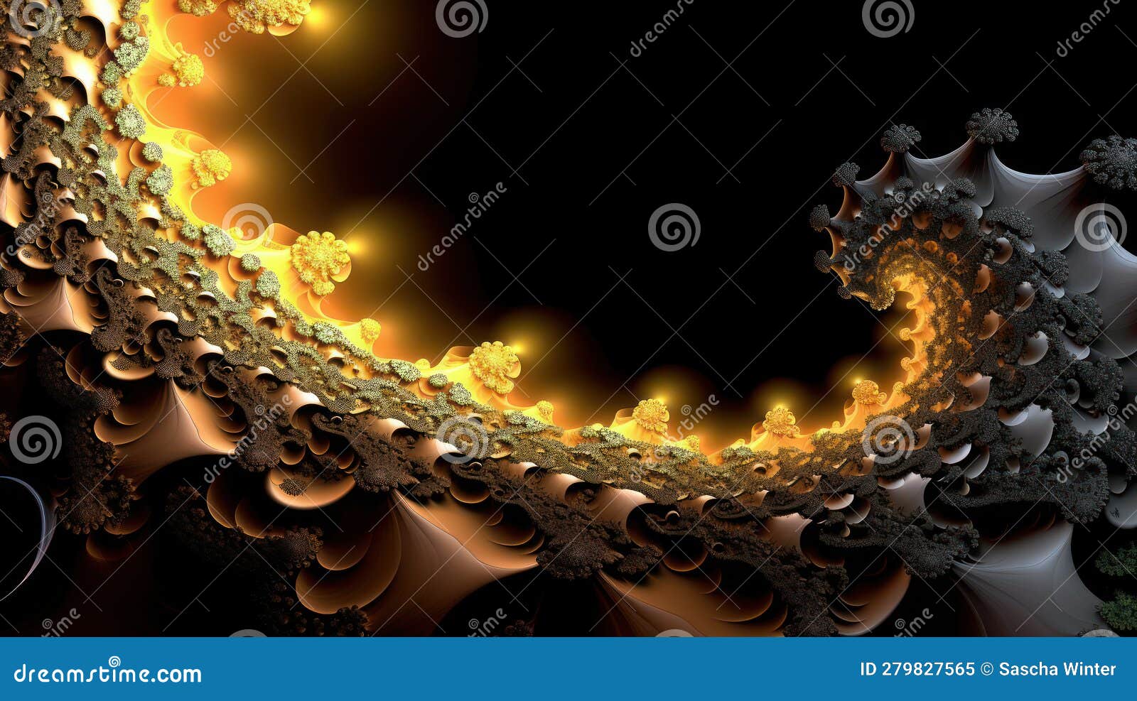 Golden Serenade: the Fractal Symphony of Ferrofluidal Evolution Stock ...