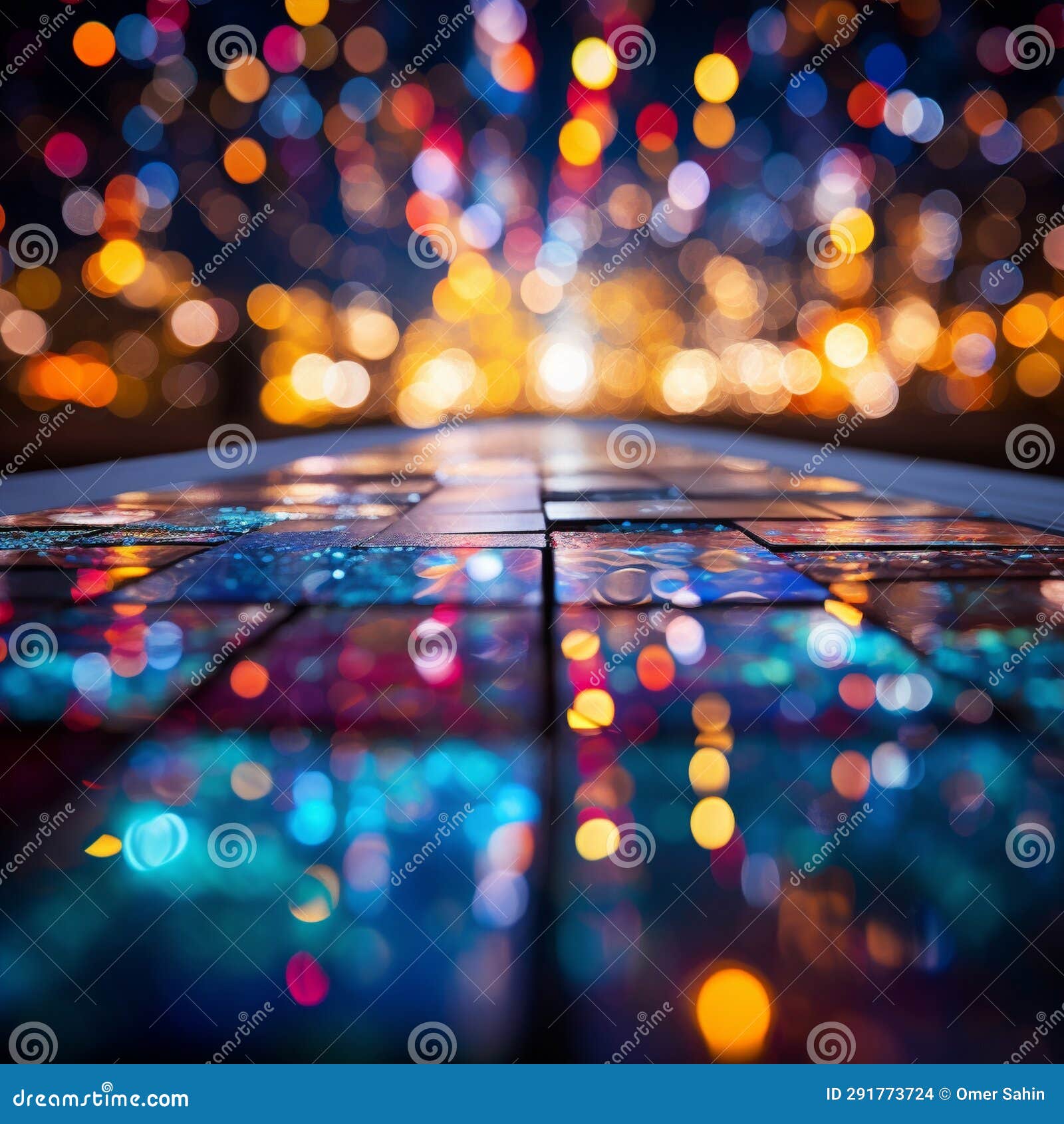 Infinite Reflections with Bokeh and Light Patterns Stock Illustration ...
