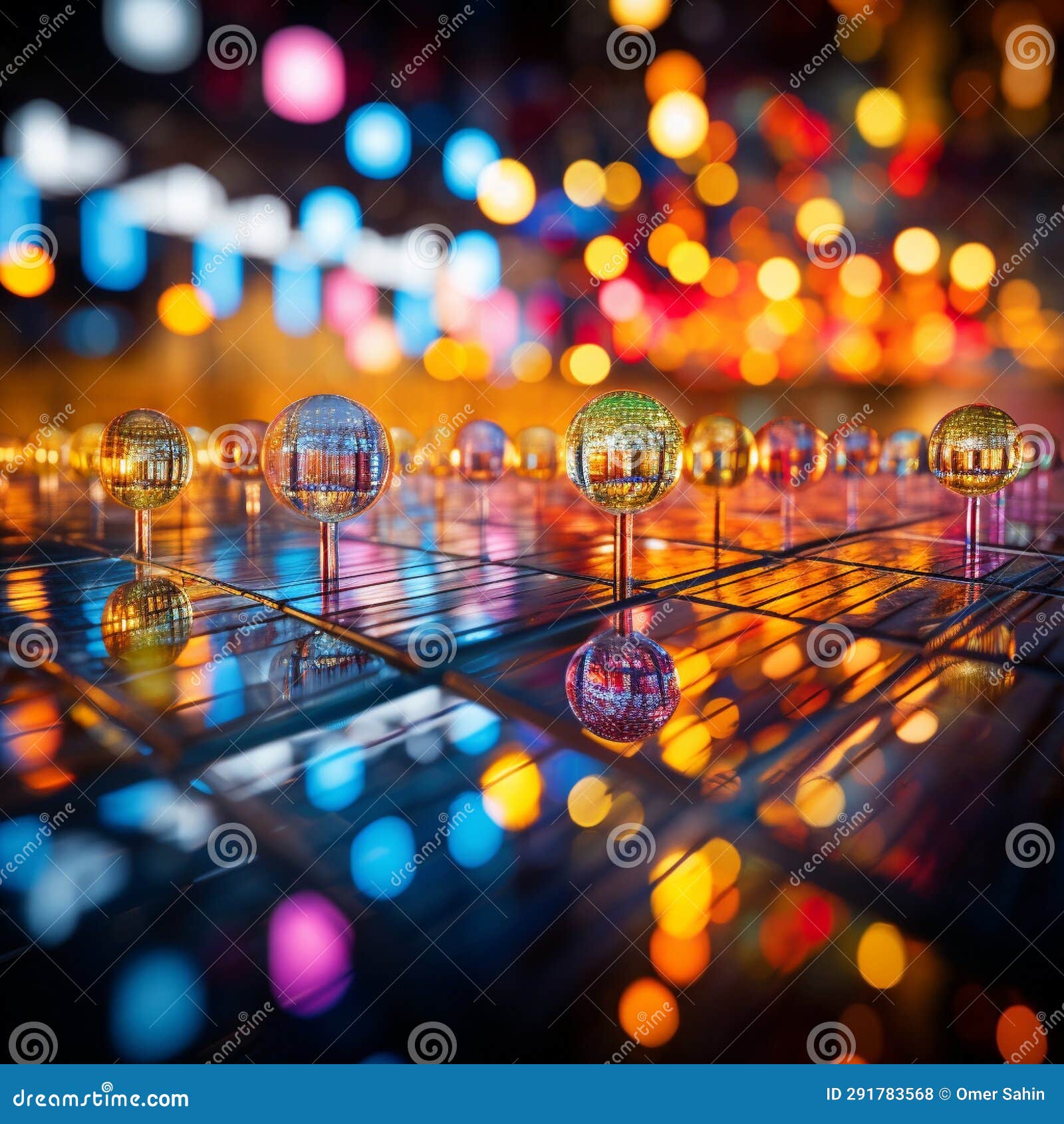Infinite Reflections with Bokeh and Light Patterns Stock Illustration ...