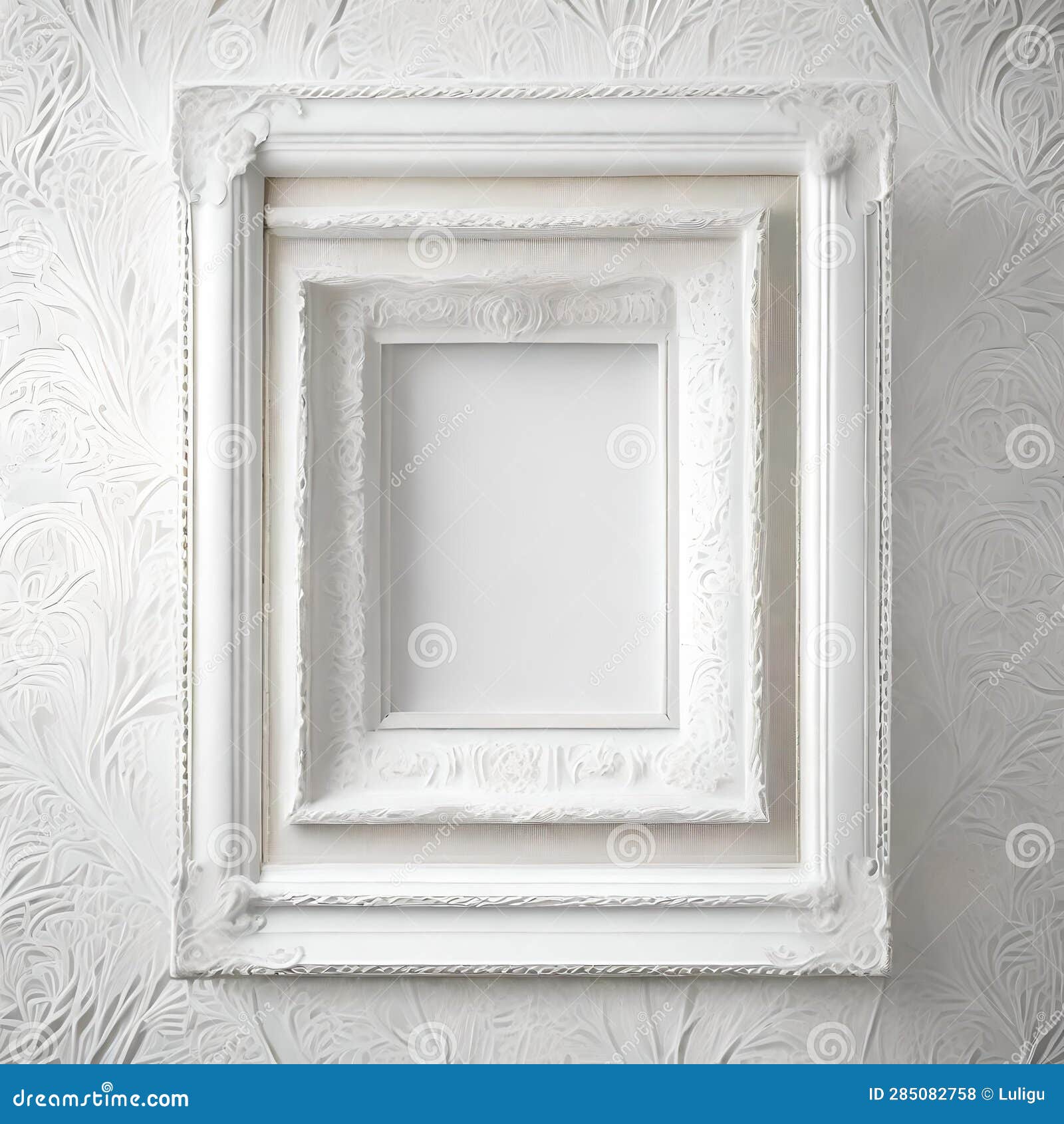 Double-Frame Elegance: White-on-White Canvas Stock Illustration ...
