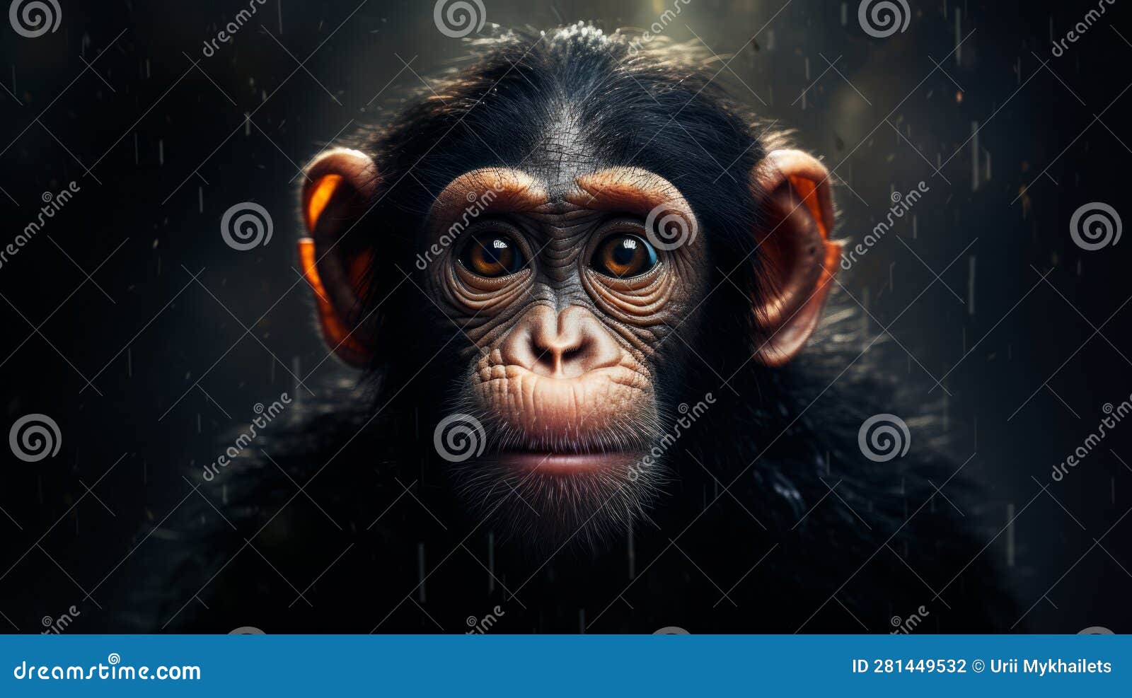 Serene Monkey: Realistic Animal Portrait Stock Illustration ...