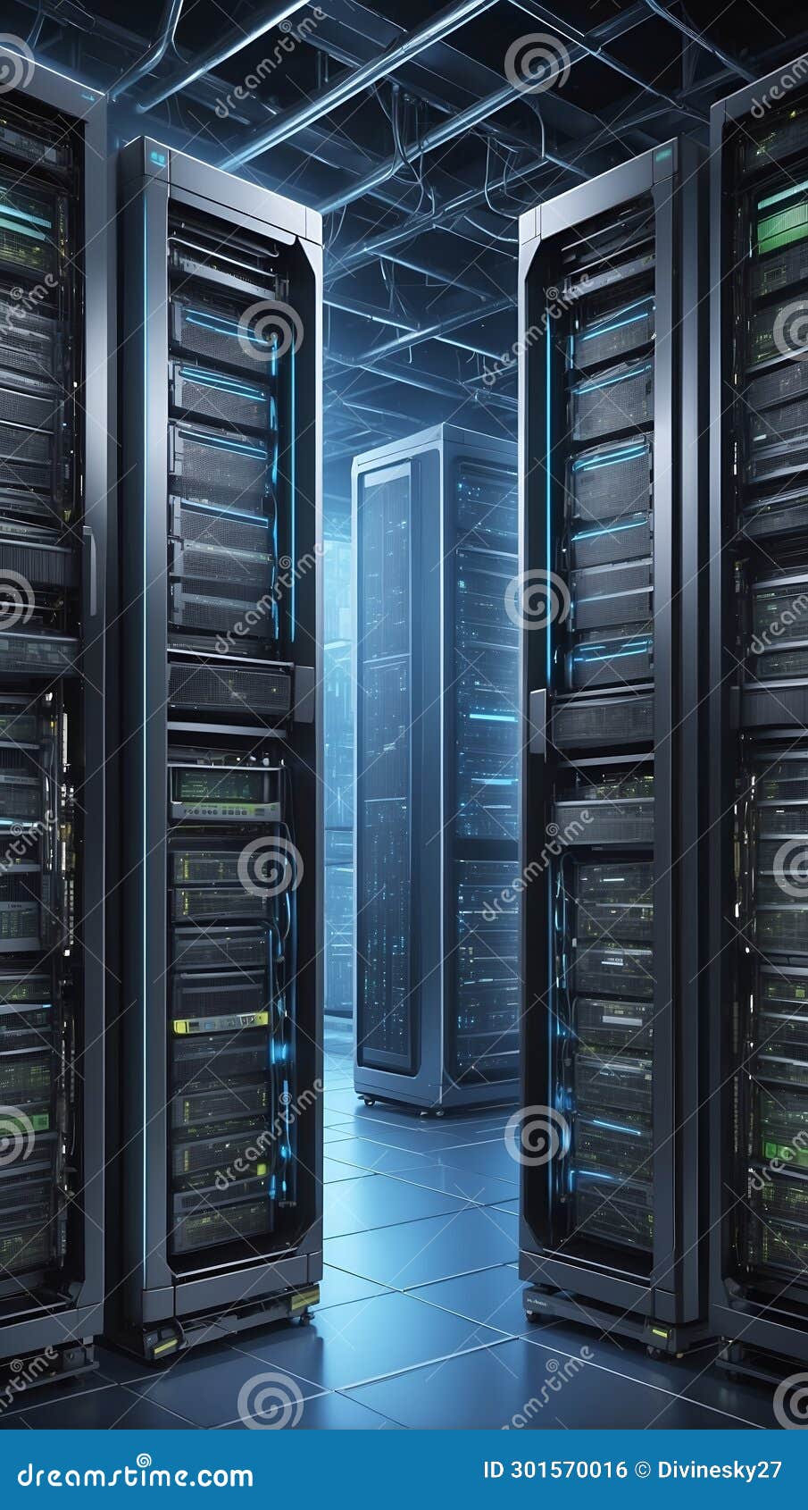 TechnoSymphony: Servers, Storage, and Networks in Digital Harmony. AI Generate Stock ...