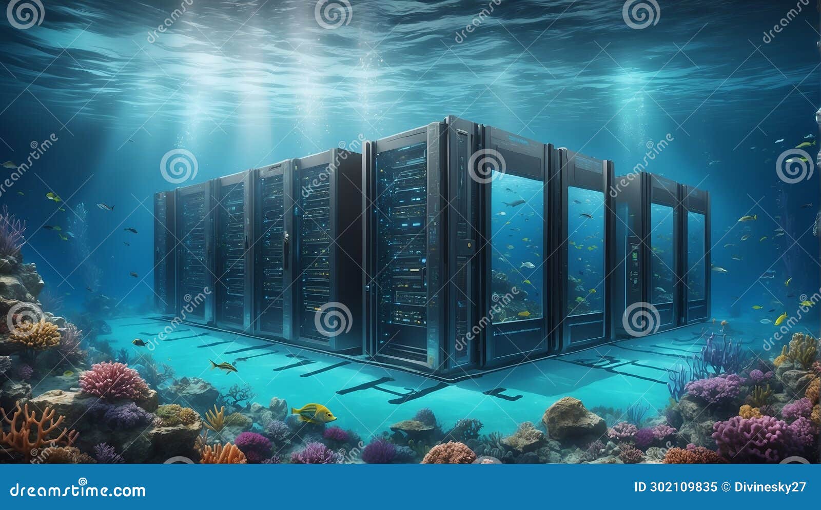 Oceanic Data Horizon. AI Generate Stock Illustration - Illustration of ...