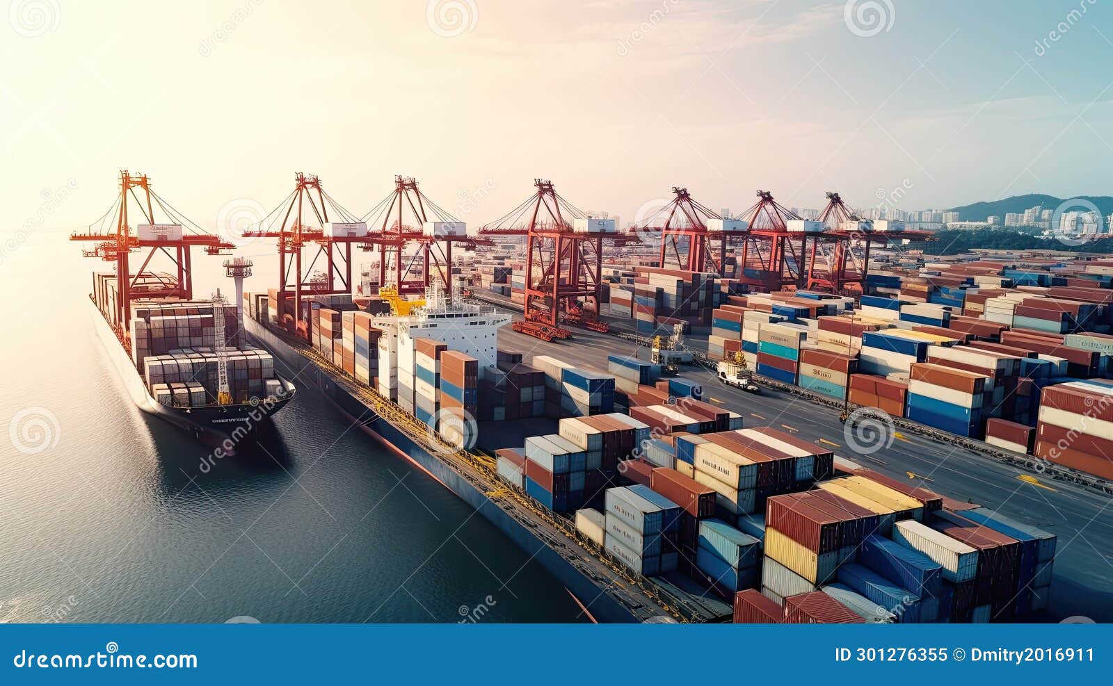 Active Seaport with Container Handling Terminals Stock Image - Image of ...