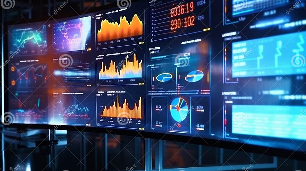 Immersed in Data Visualization, Monitor Screen Perspective with Digital ...