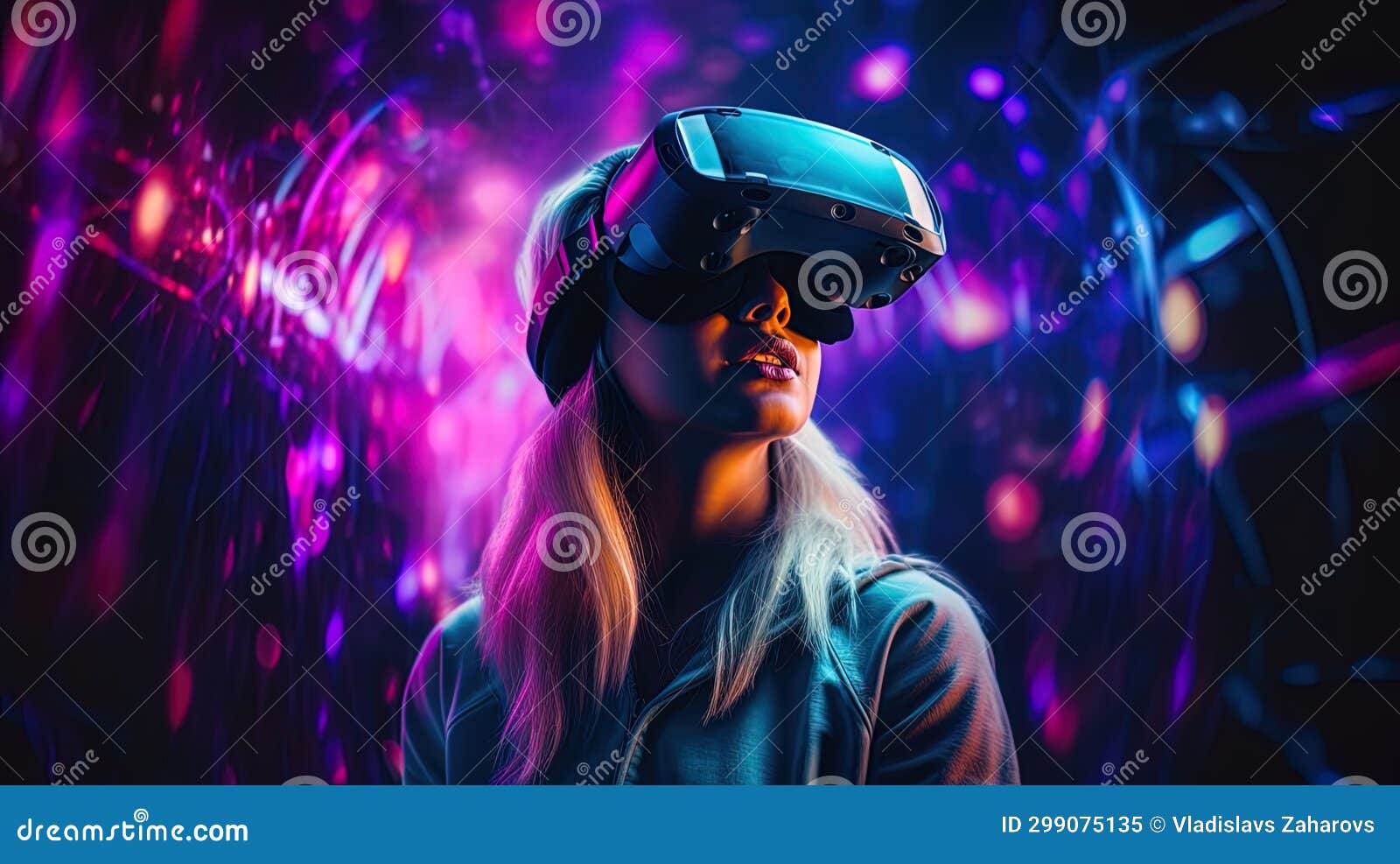 Immersion in Technology is a Person Immersed in Virtual Reality Stock ...