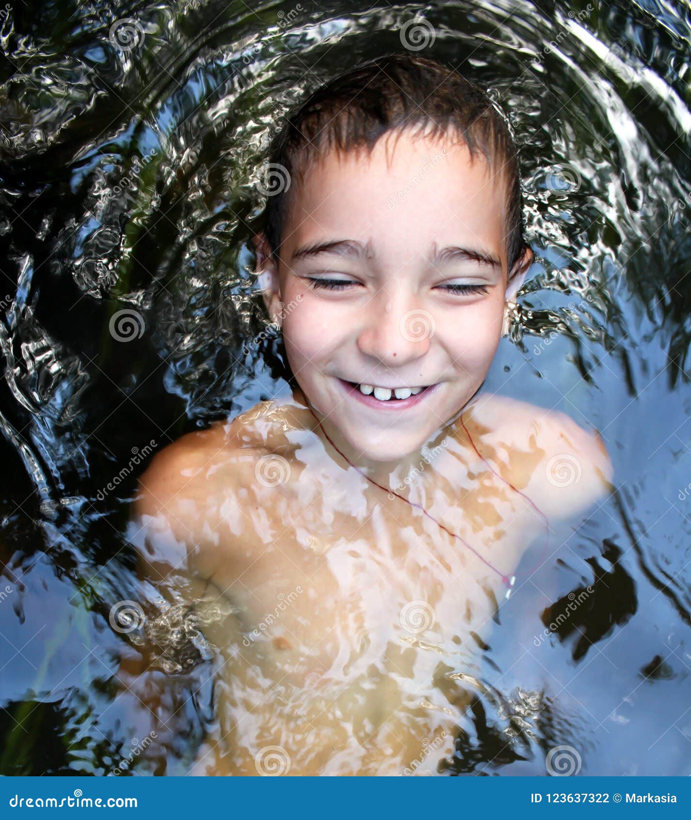 Immersion in the Water of a Child Stock Photo - Image of pool, cheerful ...