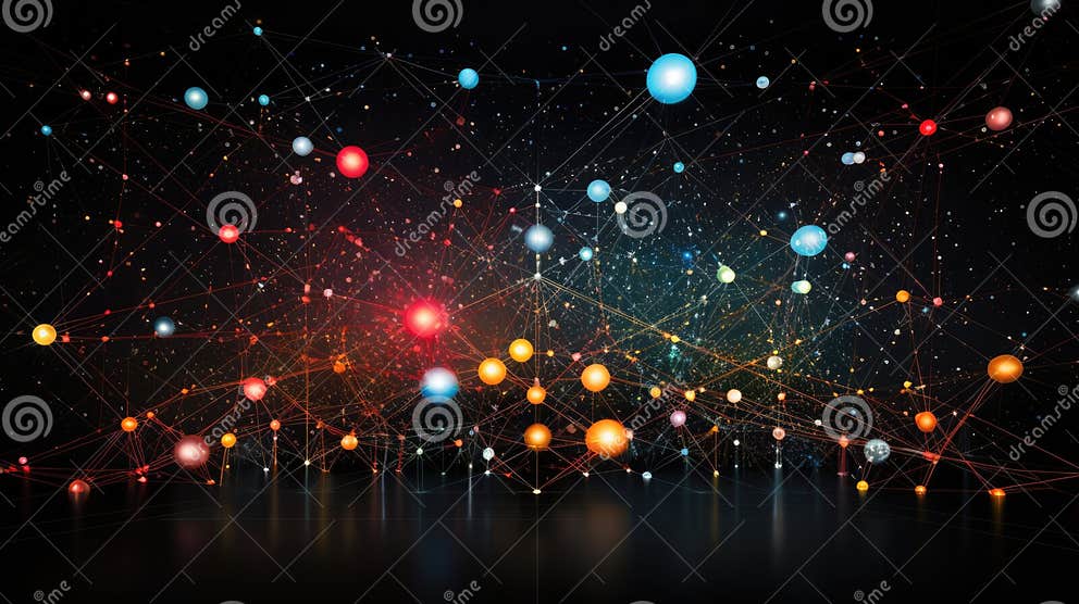 Immersive Abstract of Social Interactions, with Vibrant Threads ...