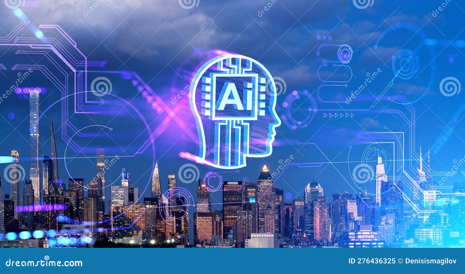 Immersive AI Interface in Night City Stock Image - Image of engineering ...