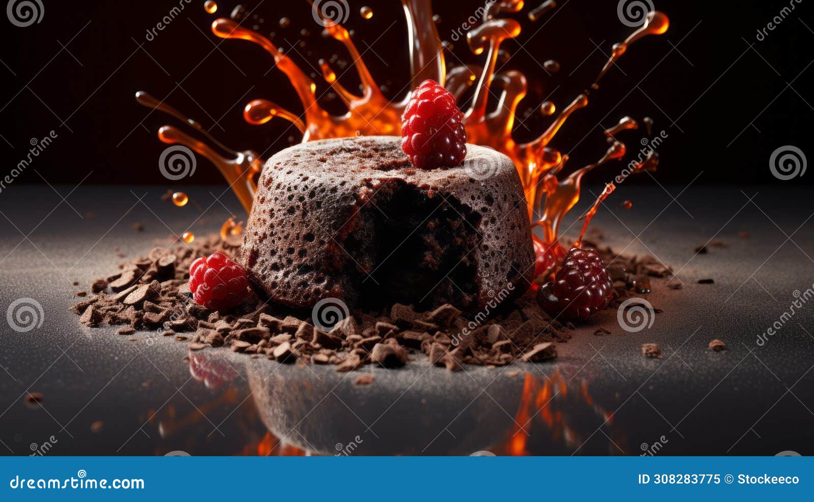 Immersive Chocolate Cake Splash in Water on Black Background Stock ...