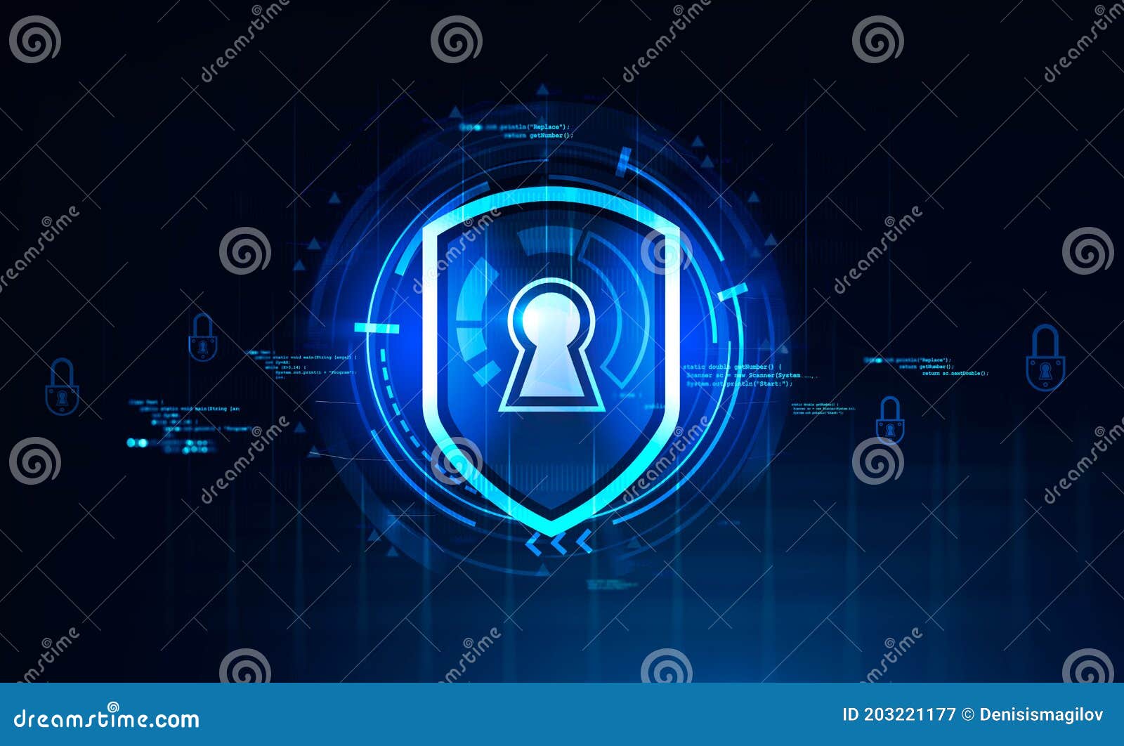 Immersive Cyber Security Interface, Data Protection Stock Illustration ...