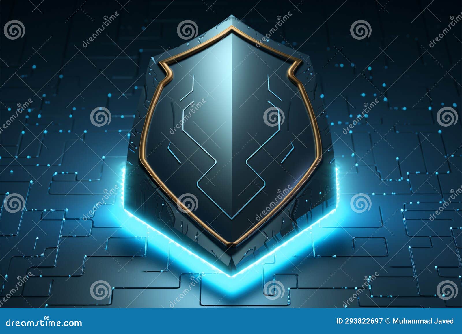 Immersive 3D Creation High Tech Shield Set in a Digital Realm Stock ...