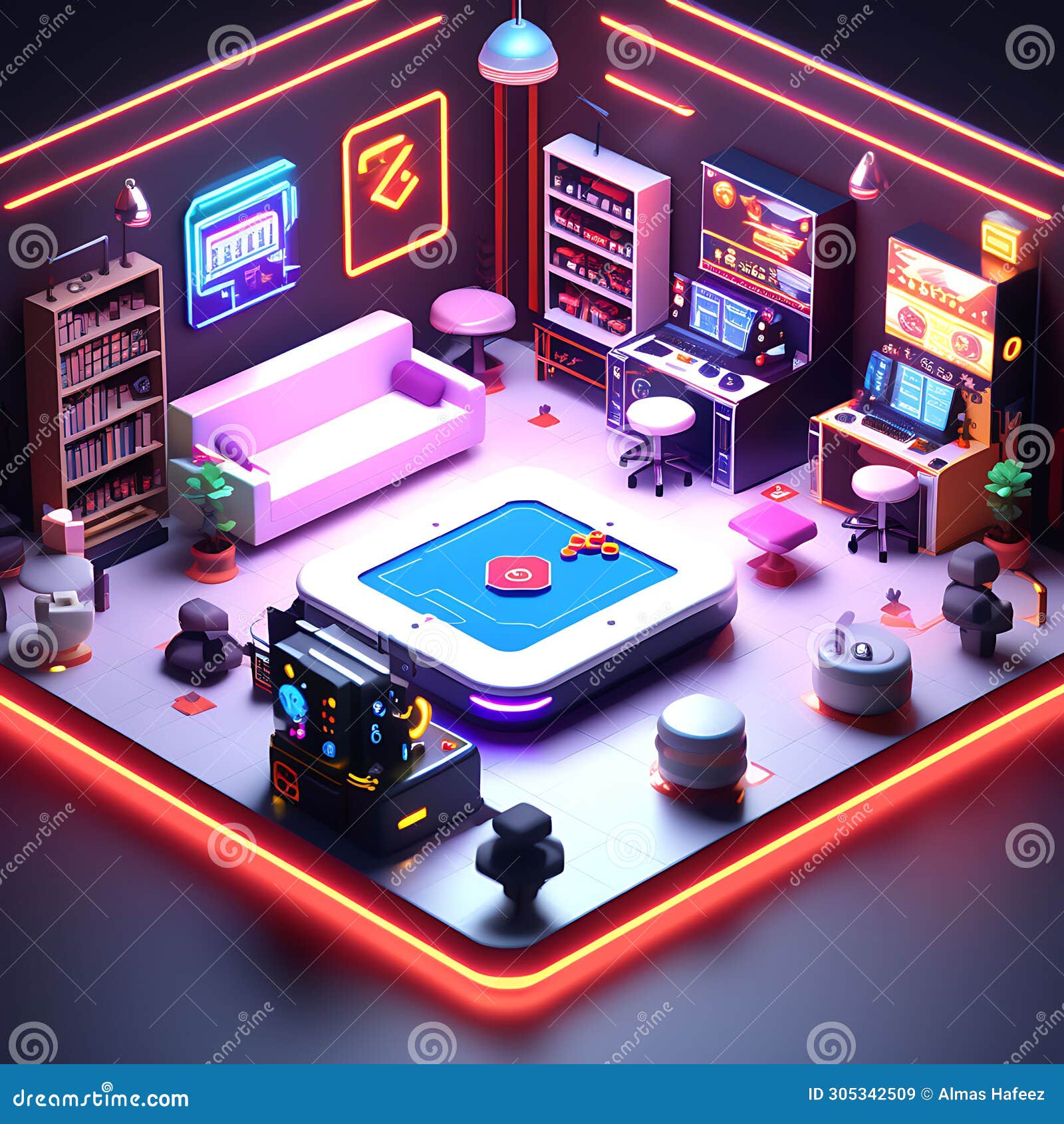 Immersive 3D Game Room in Isometric Style Crafted with Generative AI ...