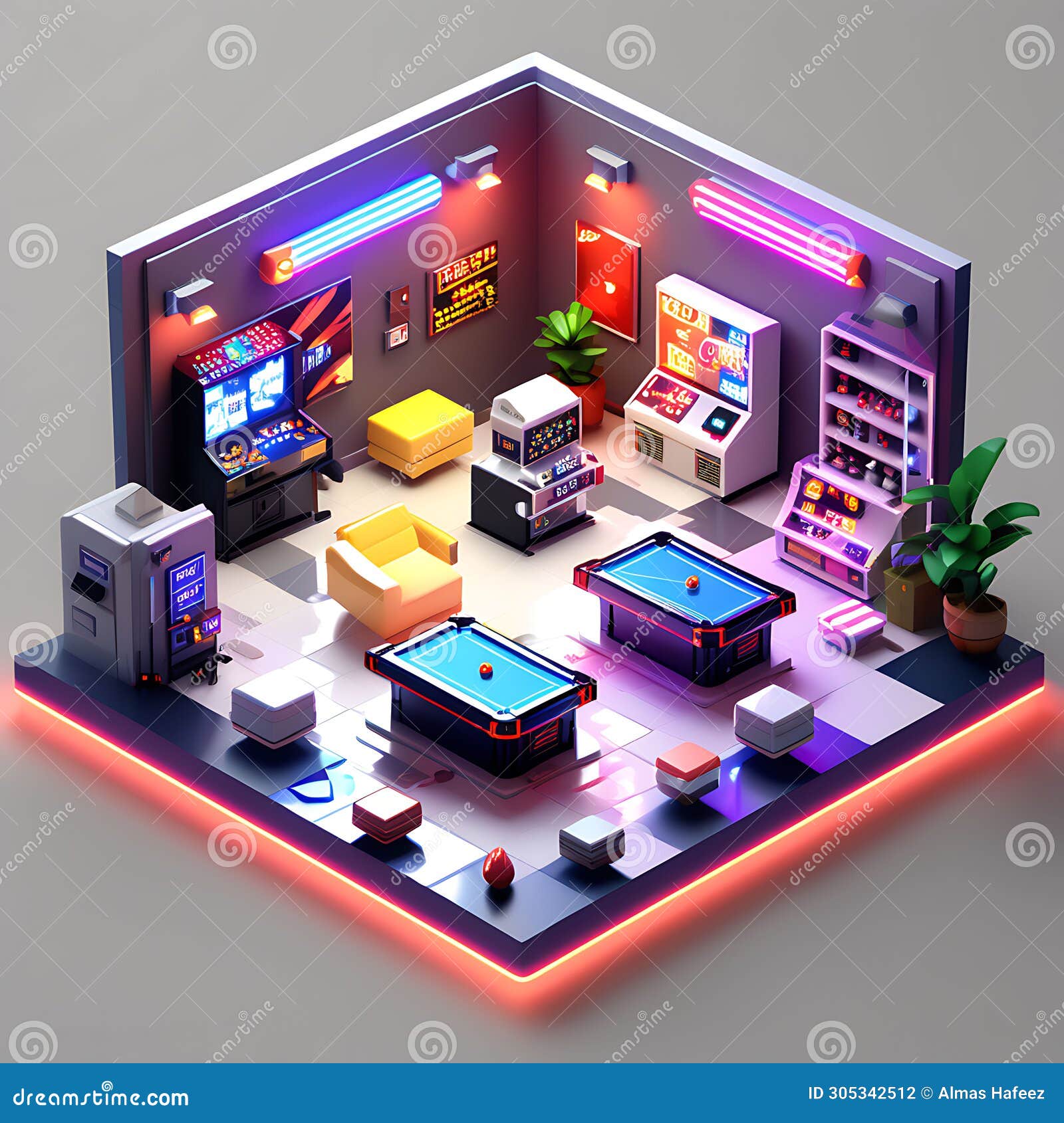 Immersive 3D Game Room in Isometric Style Crafted with Generative AI ...