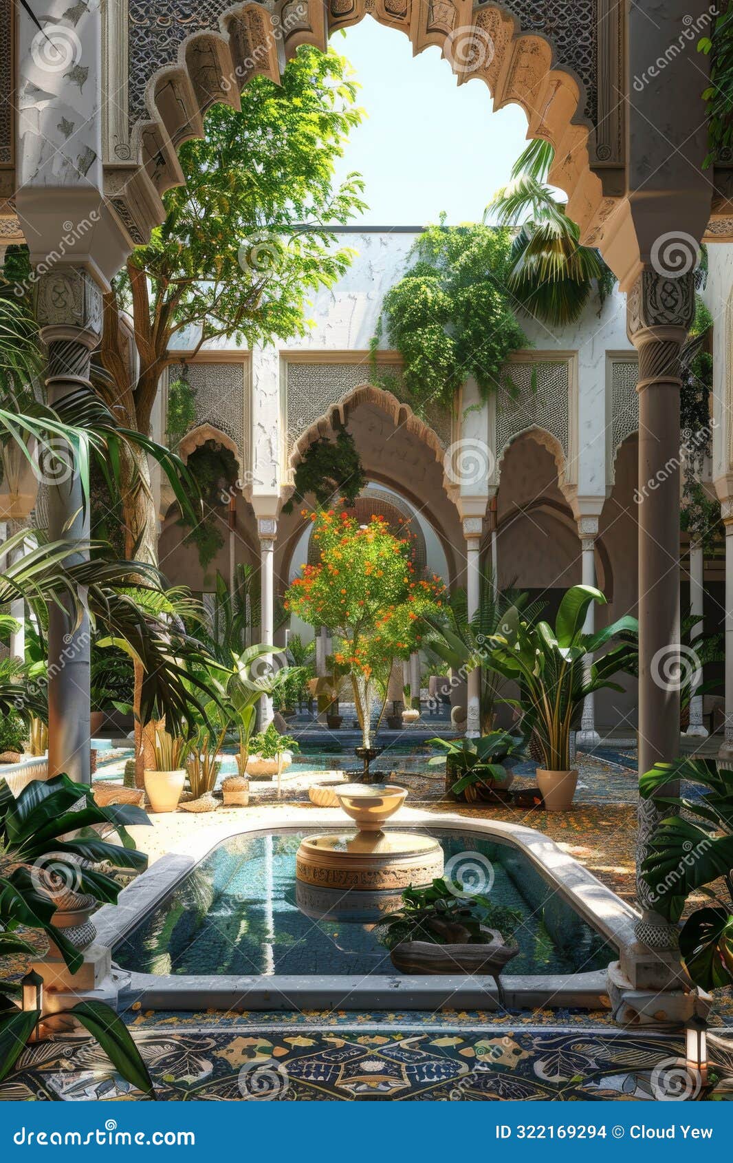 Immersive 3D Visualization of a Serene Islamic Garden Courtyard Stock ...