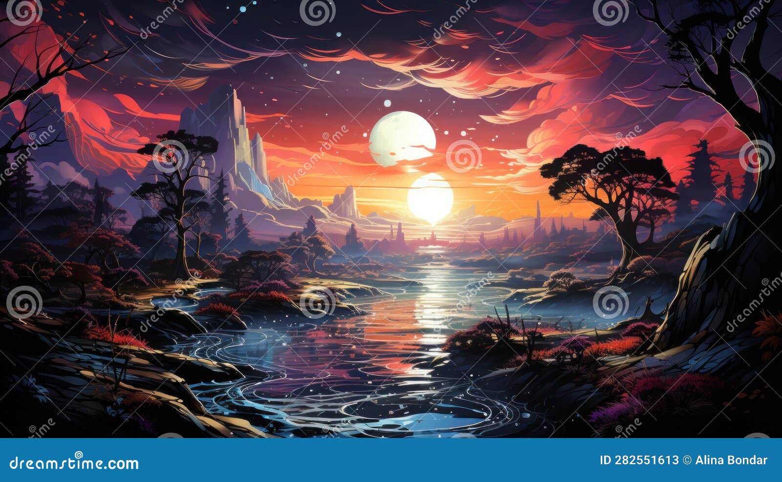 An Immersive Digital Artwork Showcasing a Surreal Landscape of a Deep ...