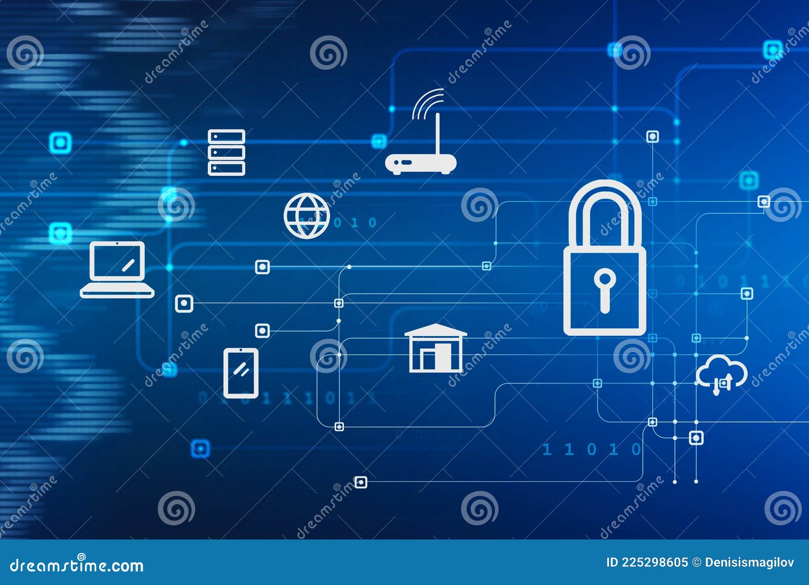 Immersive Digital Security Interface Lock Icon Stock Illustration ...