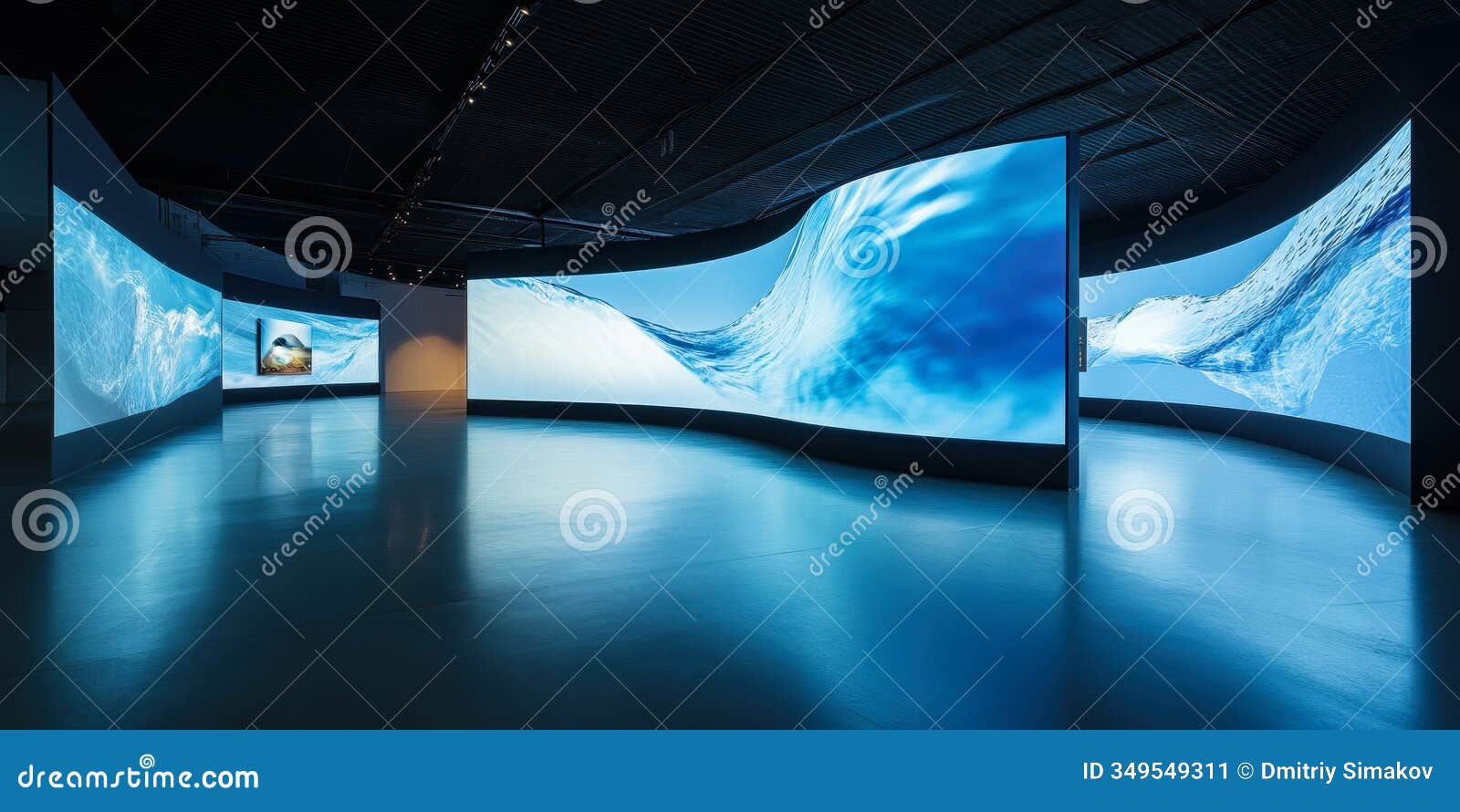 Immersive Exhibition Hall, Three Horizontally Placed Wave-shaped ...