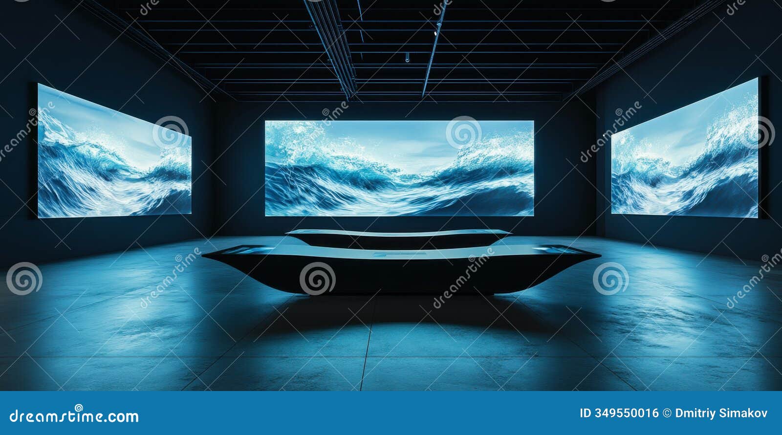 Immersive Exhibition Hall, Three Horizontally Placed Wave-shaped ...