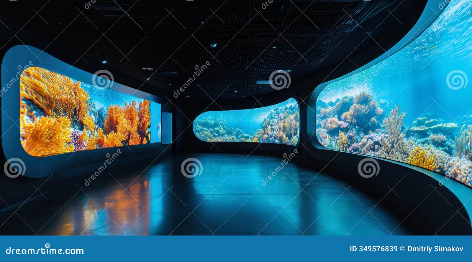 Immersive Exhibition Hall, Three Horizontally Placed Wave-shaped ...