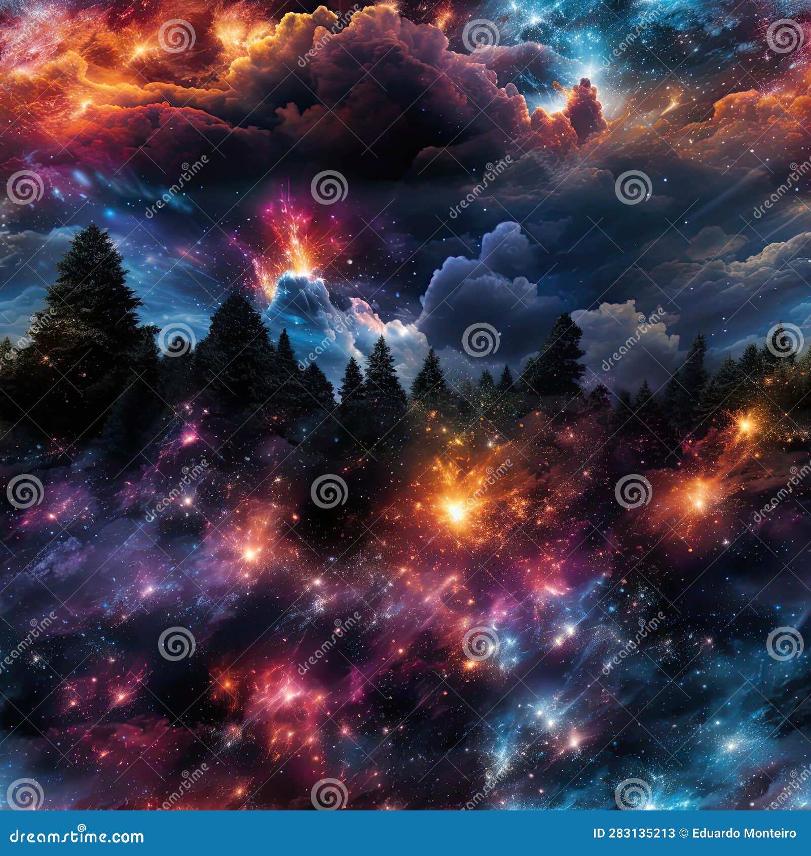 Immersive Galaxy Wallpapers Featuring Ethereal Trees and Atmospheric ...