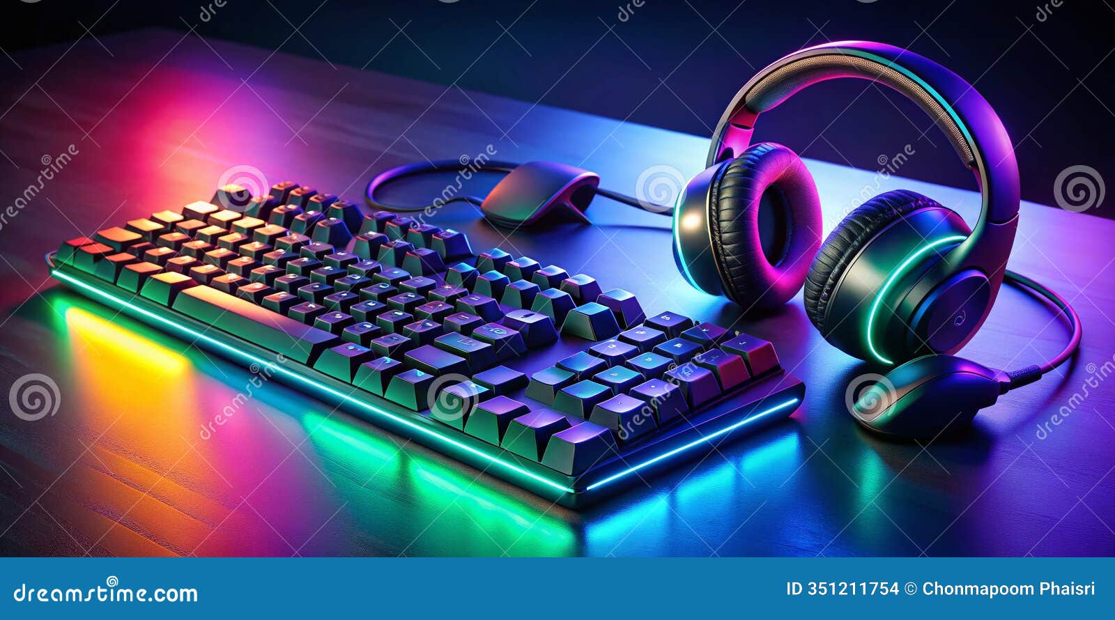 Immersive Gaming Setup ProfessionalGrade ESports Headset RGB Keyboard ...