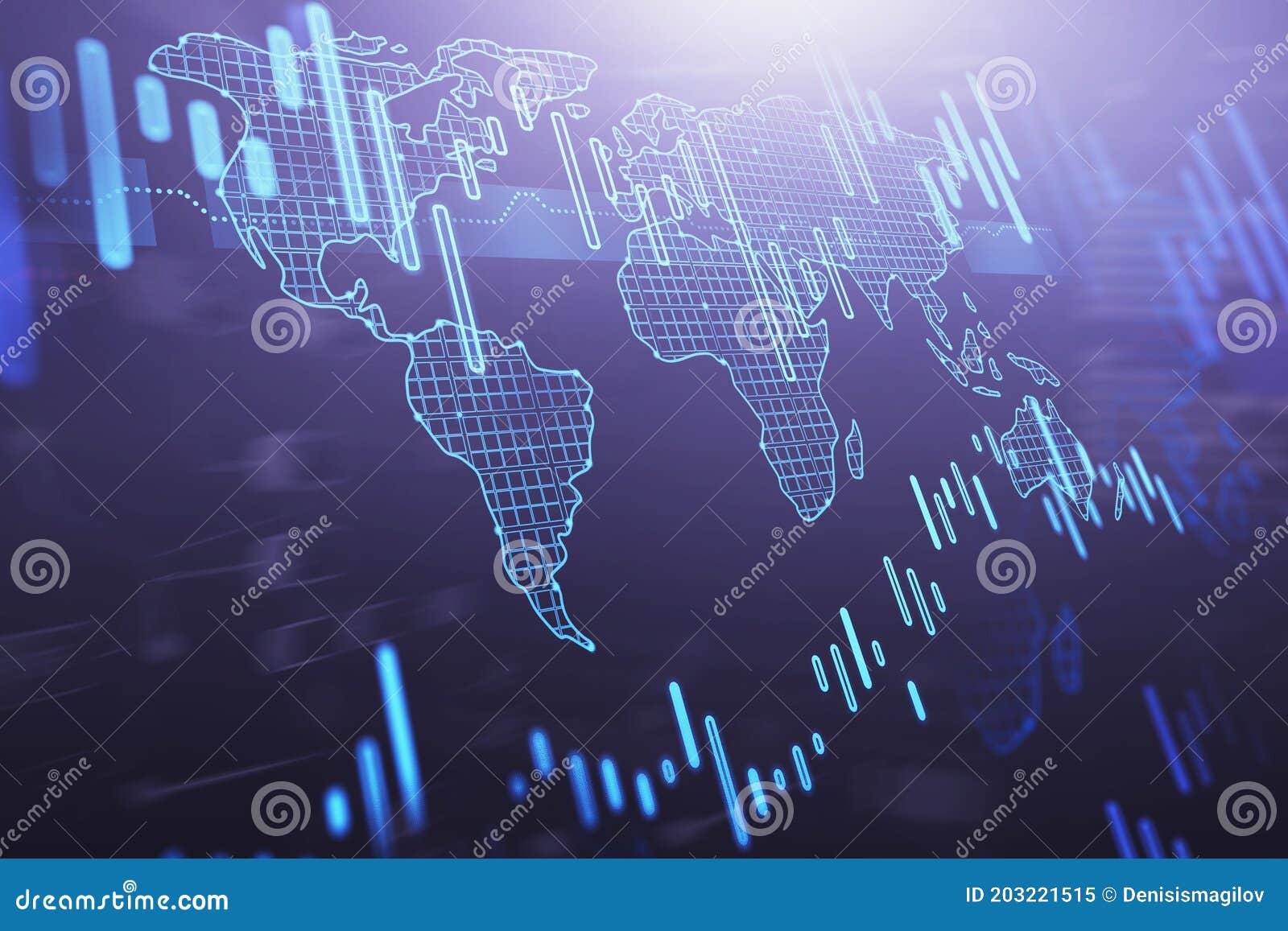 Immersive Graph and World Map Interface Stock Illustration ...
