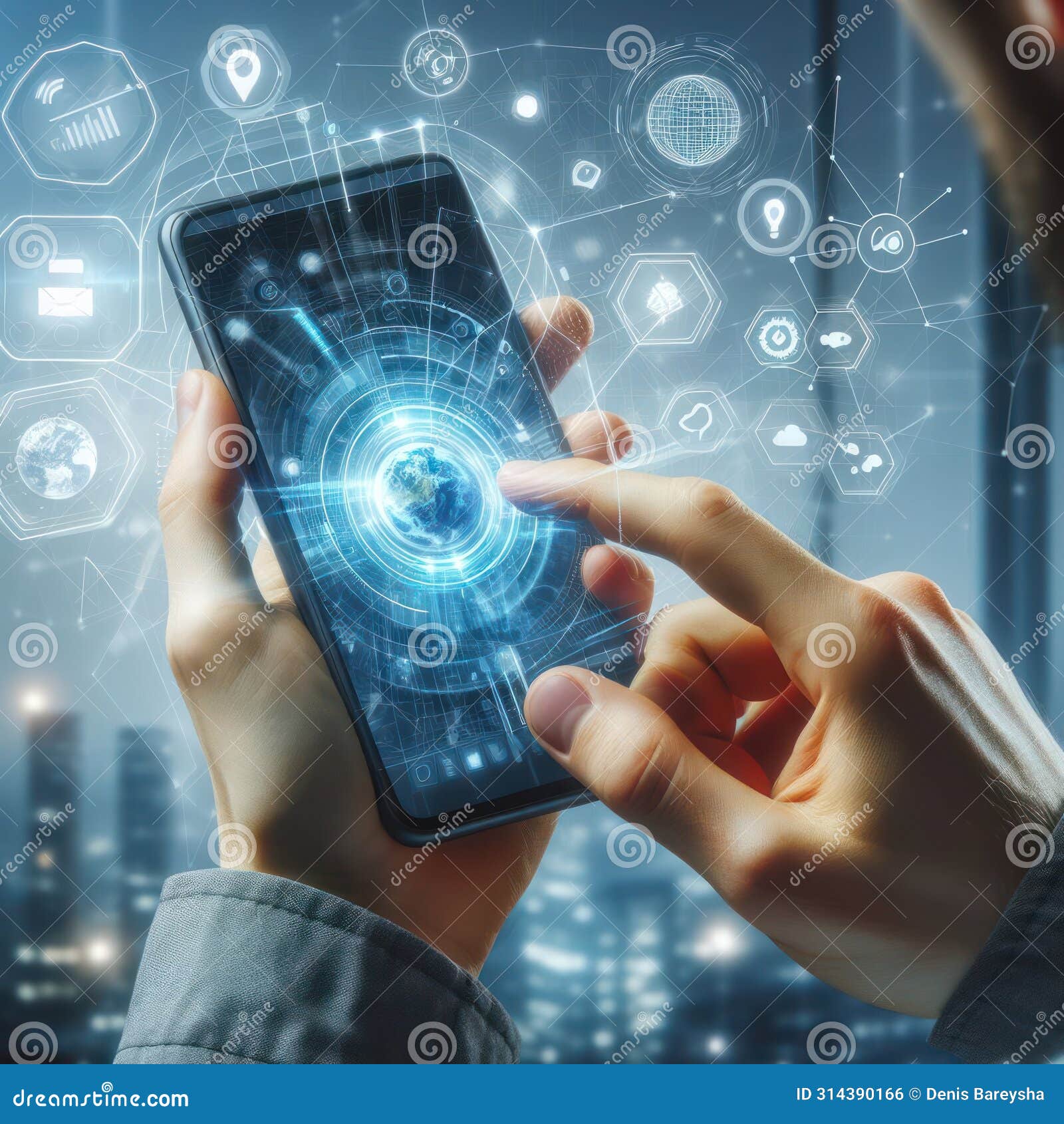 Immersive Holographic Interface Stock Illustration - Illustration of ...