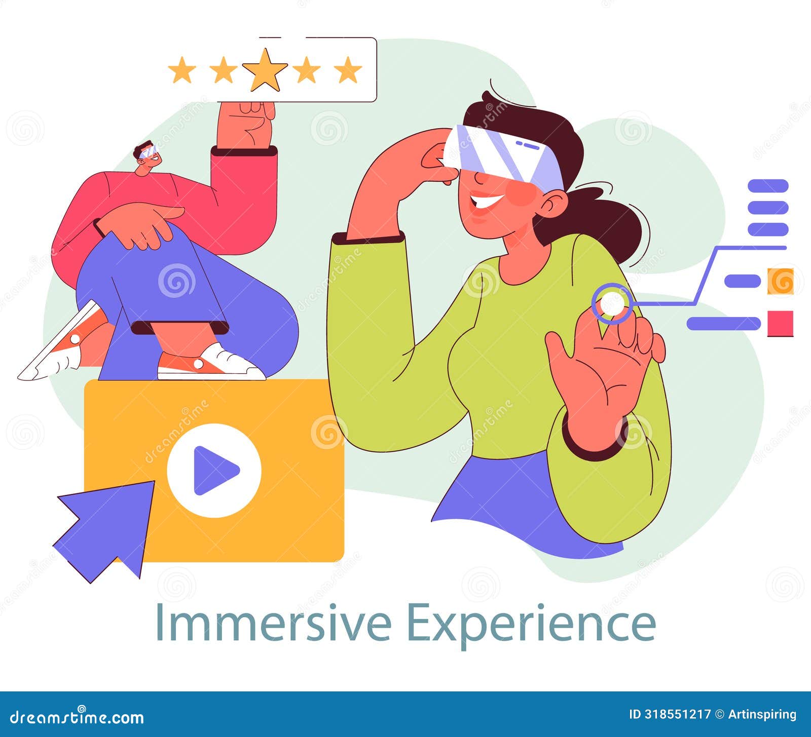 Immersive Marketing. Flat Vector Illustration Stock Illustration ...