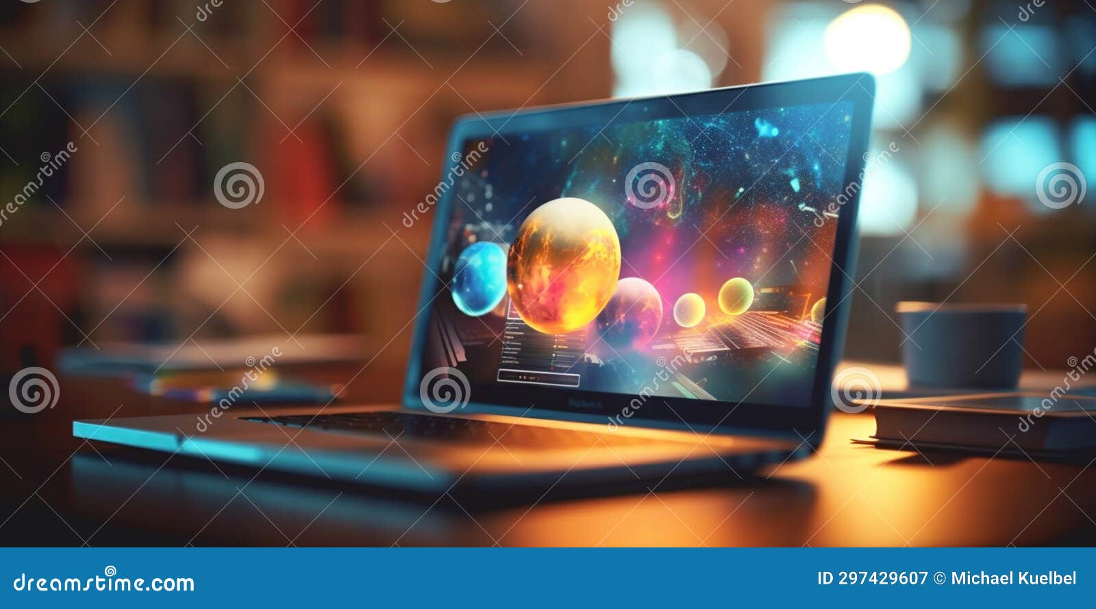 Immersive Online Learning Experience: Laptop in a Cozy Study Room ...