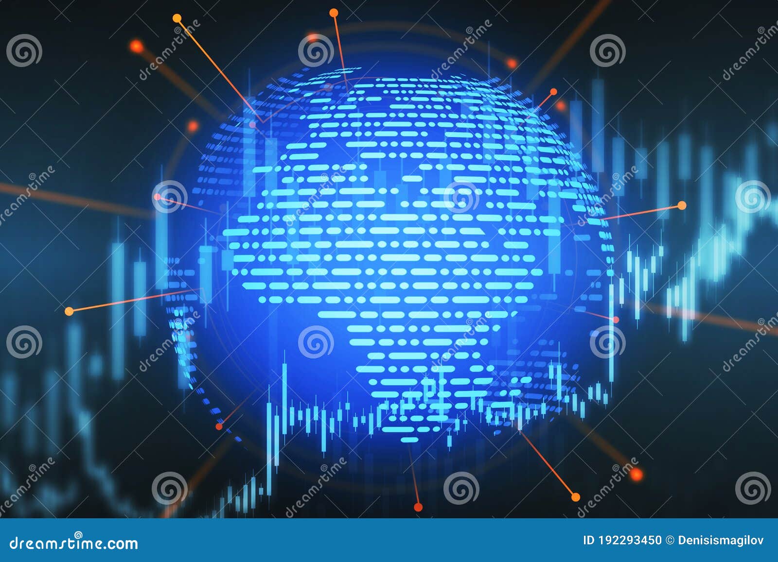 Immersive Planet Interface and Blue Graphs Stock Illustration ...