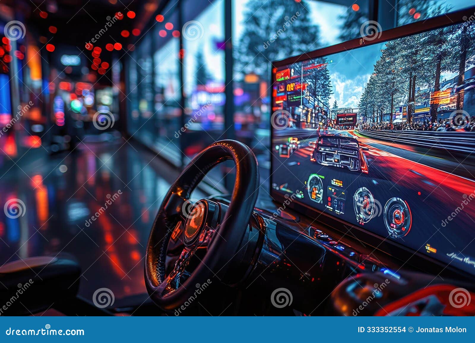 Immersive Racing Simulation Experience with High-Tech Steering Wheel ...